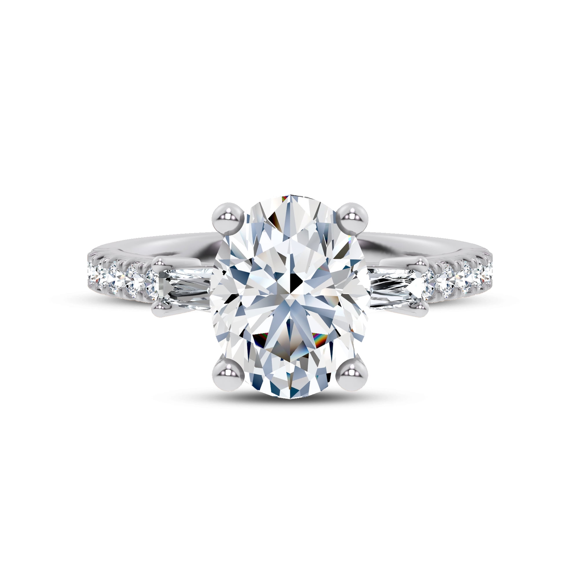 Best Jewel Oval Cut Solitaire Ring with Accents - 2.24 Ct Lab Created ...