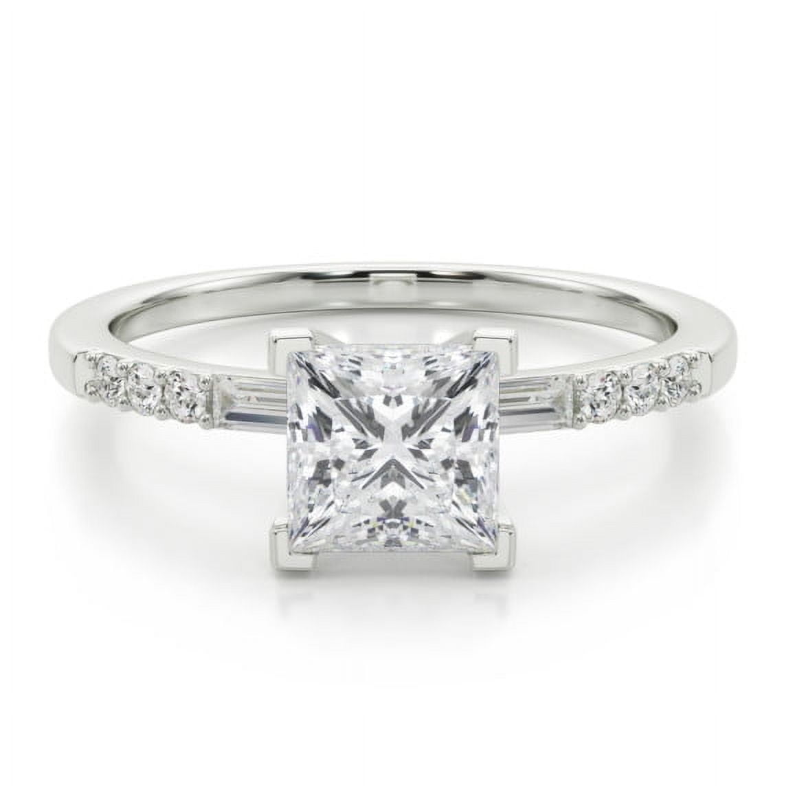 Best Jewel Princess Cut Solitaire Ring with Accent Diamond - 1.8 Ct Lab-Created Multi Stone ...