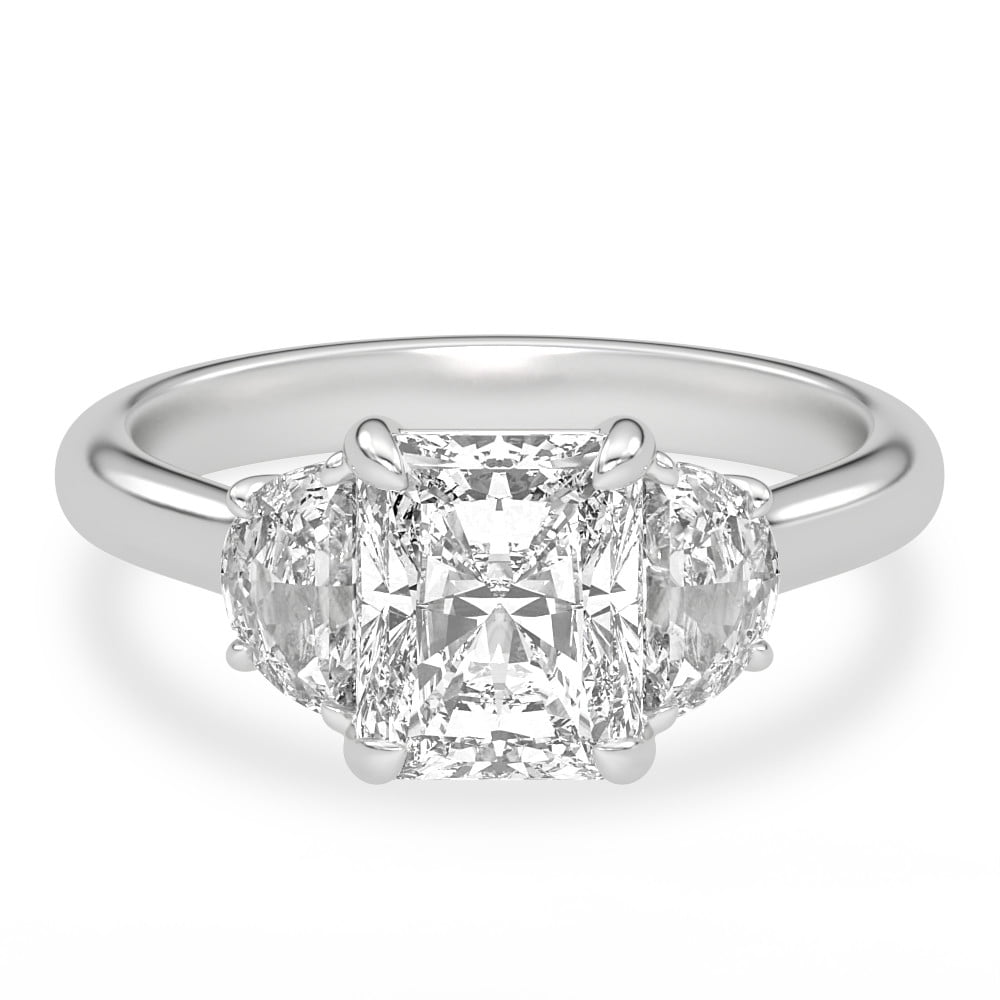 Best Jewel Radiant Cut Trilogy Diamond Rings - 14K White Gold Plated 2. ...