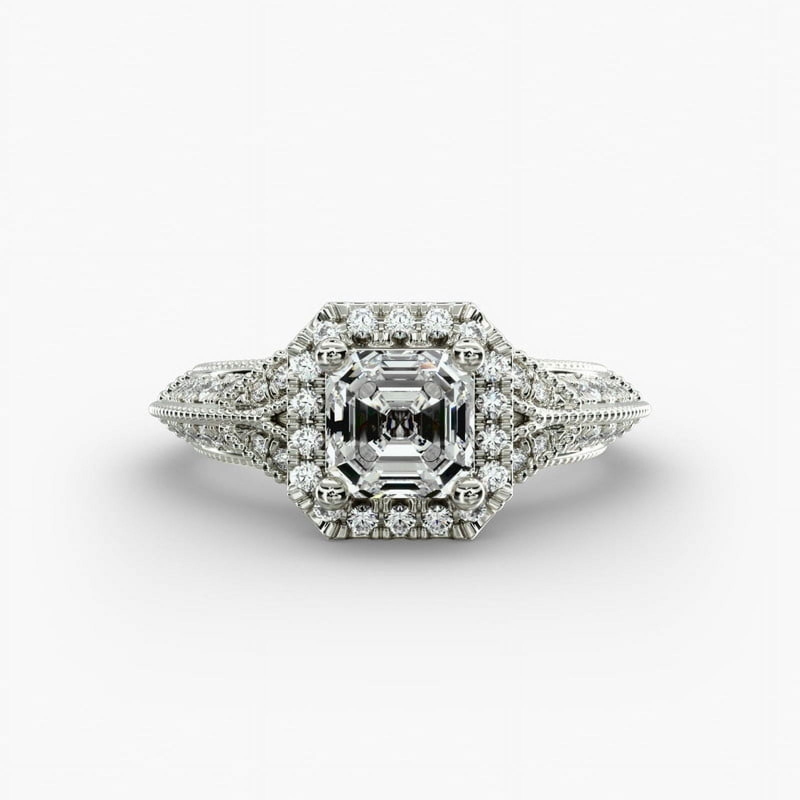 Best Jewelry 1.7 Ct Moissanite Asscher Cut Engagement Ring - 14K White ...
