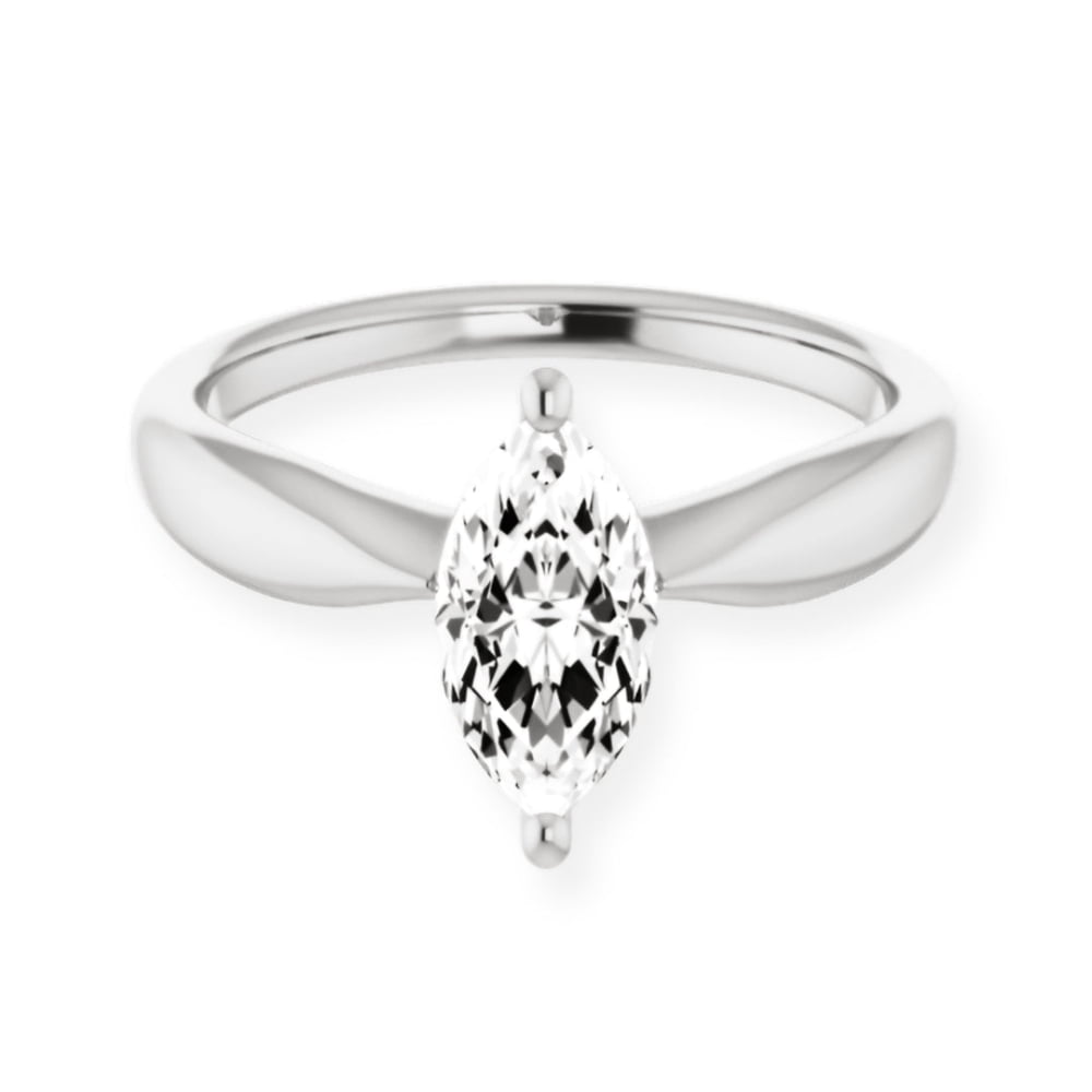 Best Jewelry 14K White Gold Plated Ring - Marquise Cut Excellent 2 Ct Moissanite Ring - Single ...