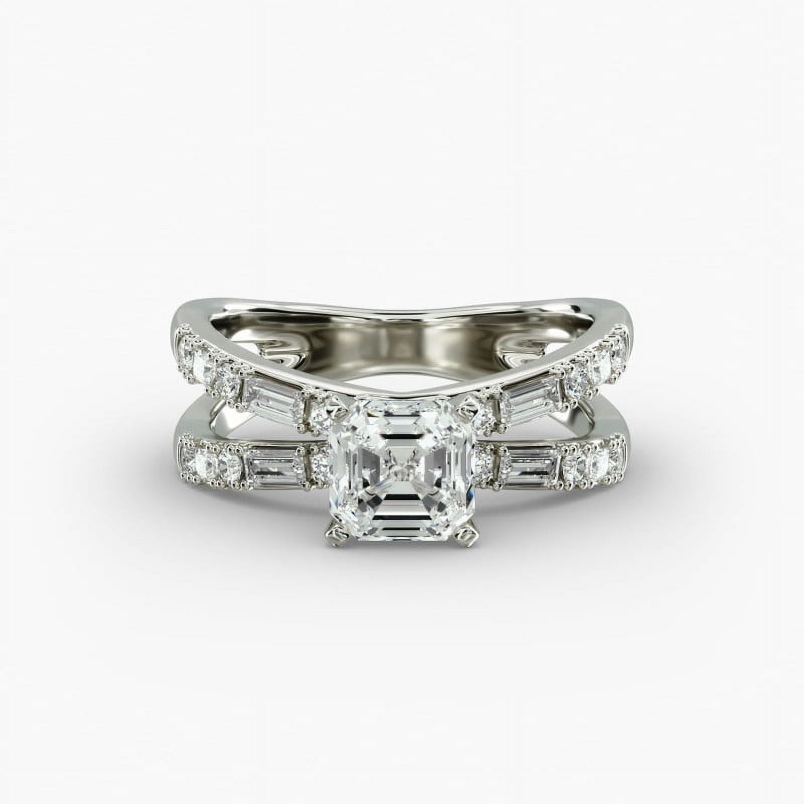 Best Jewelry Asscher Cut Excellent 2 Ct Moissanite Ring for Women's - 14K White Gold Plated ...