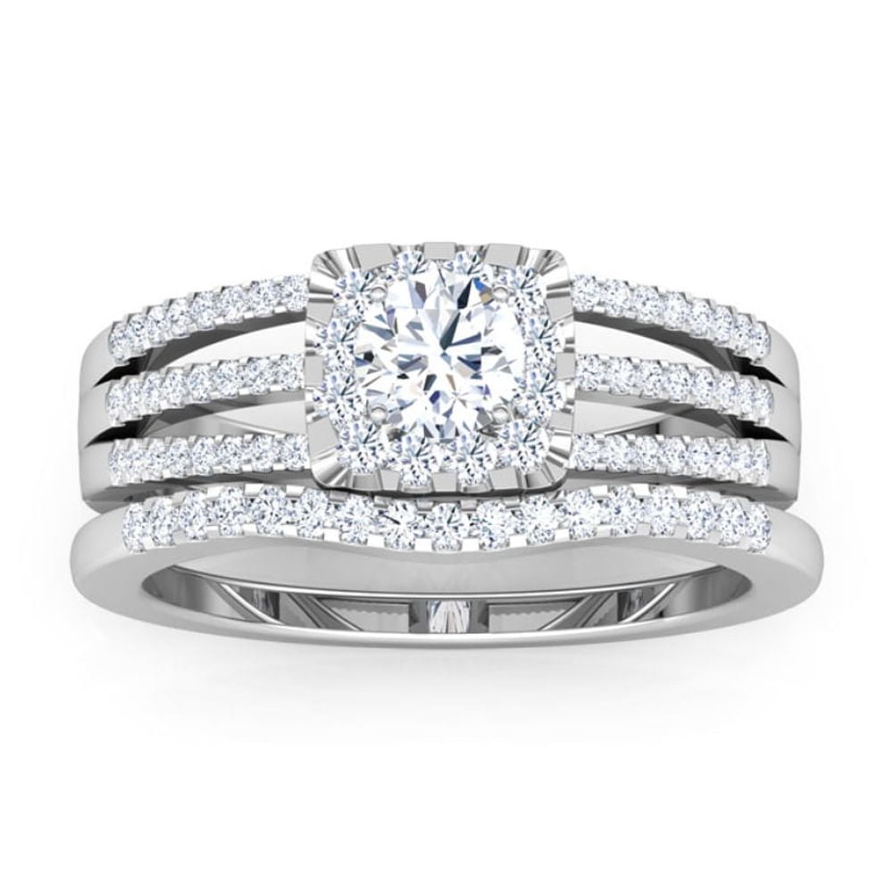 Best Jewelry Round Cut Brilliant 1.6 Ct Moissanite Ring - 14K White ...