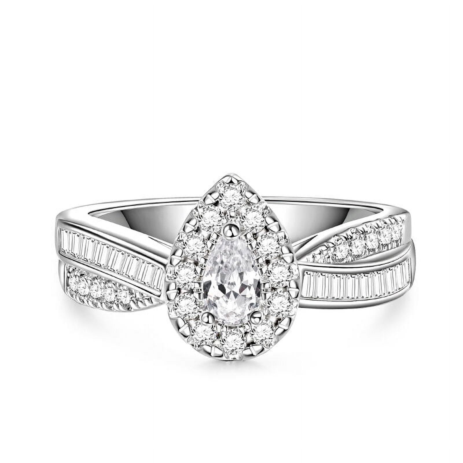 Best Jewel 1.2 Ct Pear Diamond Unique Rings - 14K White Gold Plated ...