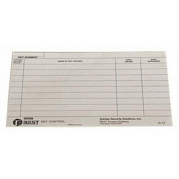 Best Key Authorization Card,Paper,For Keys G12 - Walmart Business Supplies