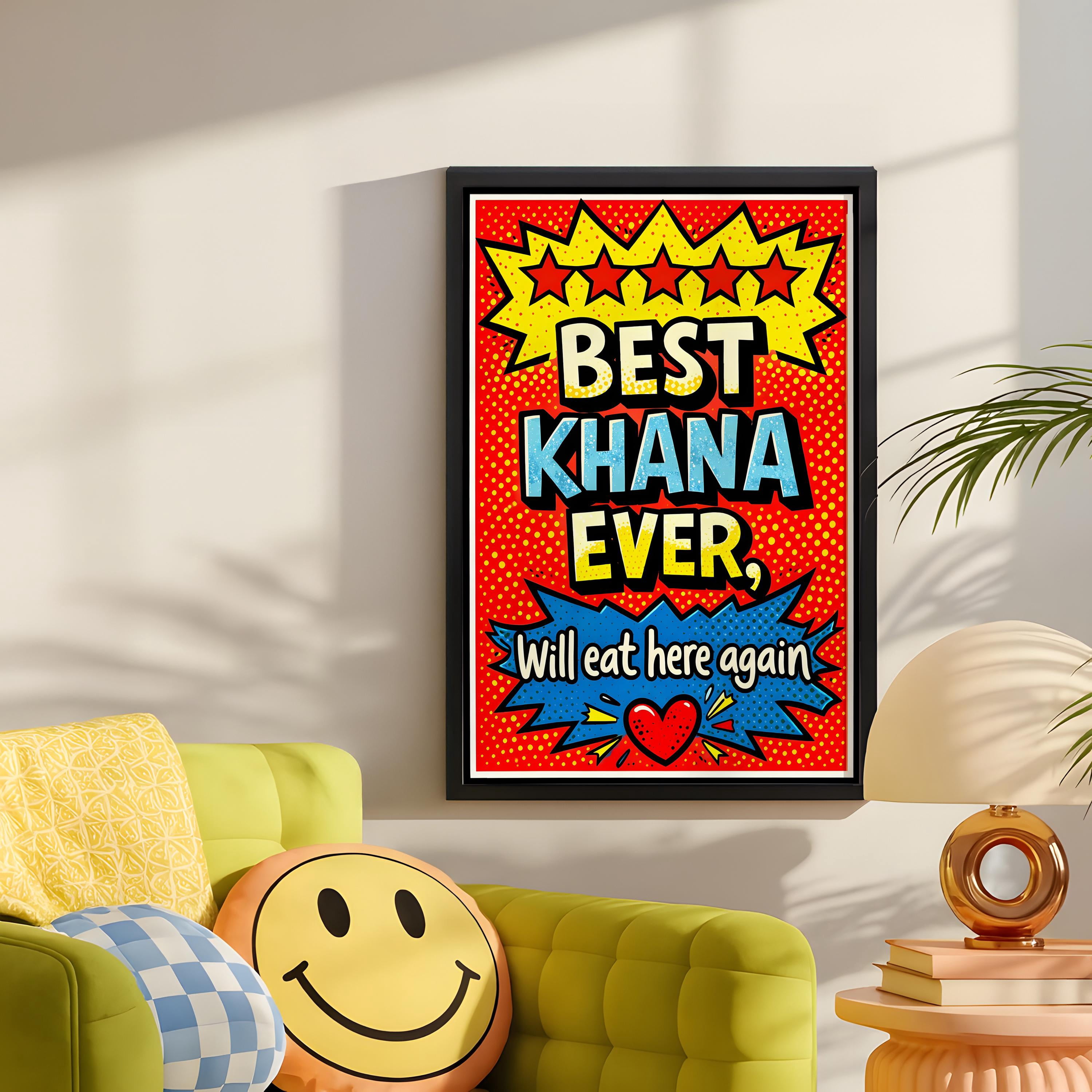 Best Khana Ever Poster Funny Indian Kitchen Wall Art Food Lover Quote ...