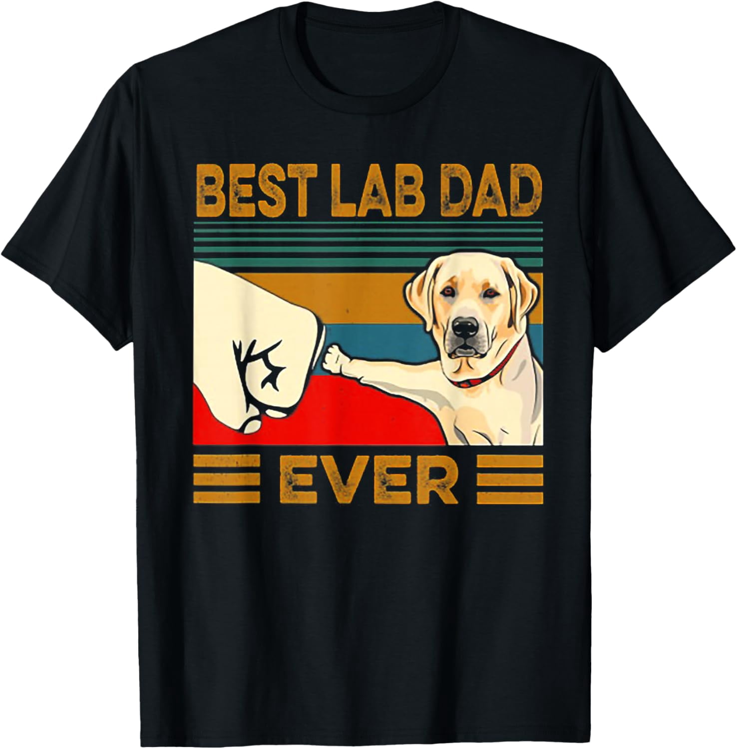 Best Lab Dad Ever Retro Vintage T-Shirt- Classic Unisex 100% Cotton ...