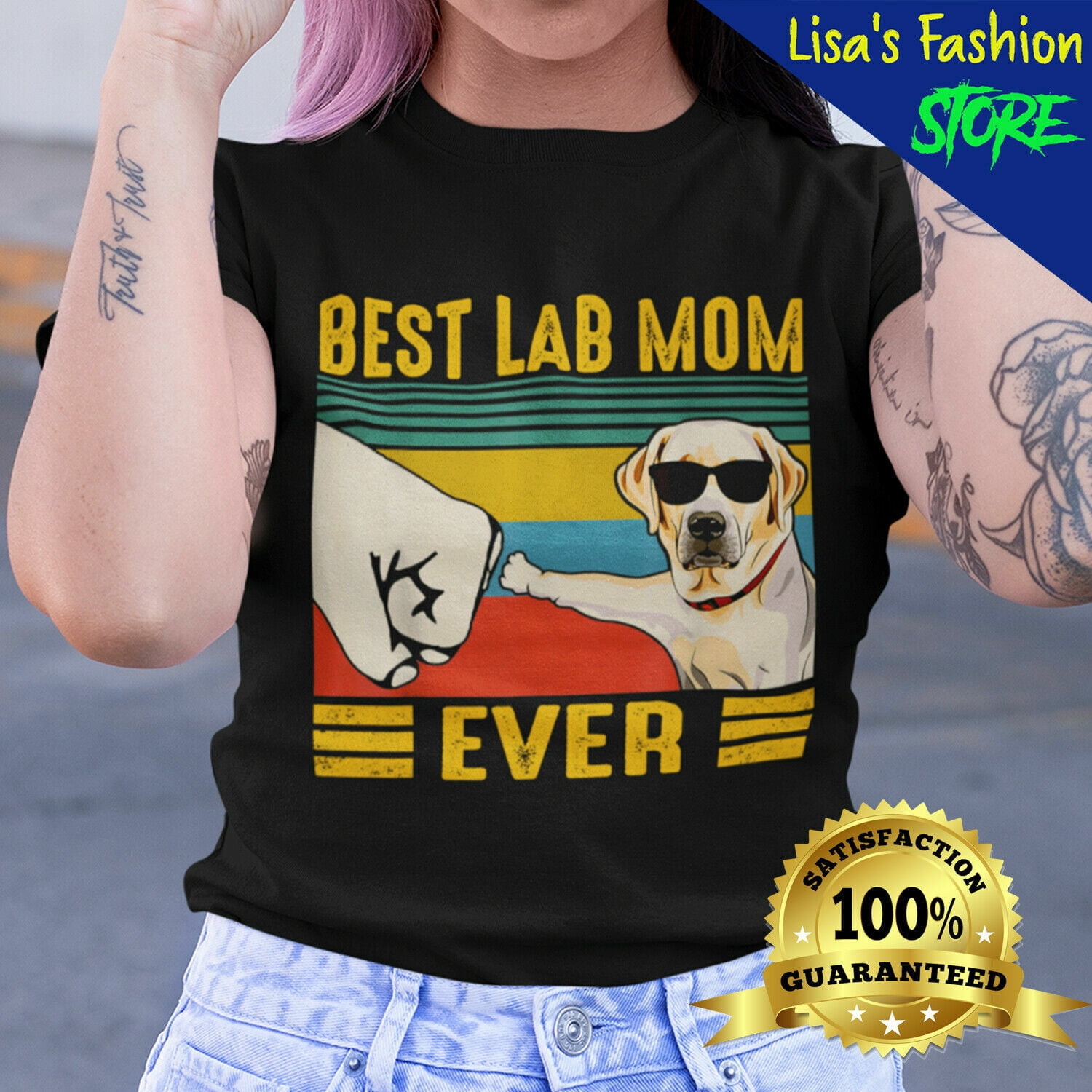 Best Lab Mom Ever T-Shirt Funny Gift Labrador Retriever Lover Dog Tee ...