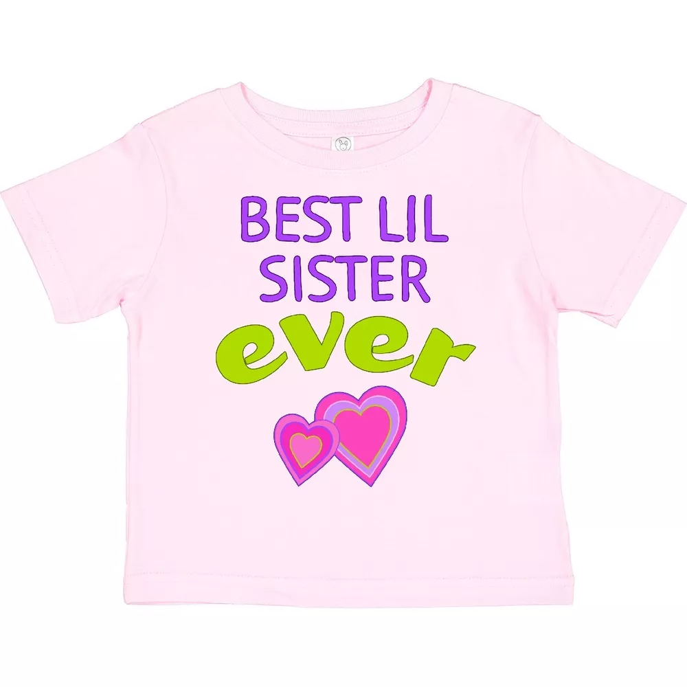 Best Lil Sister Ever Toddler T-Shirt Siblings Hearts Pink Love Little ...