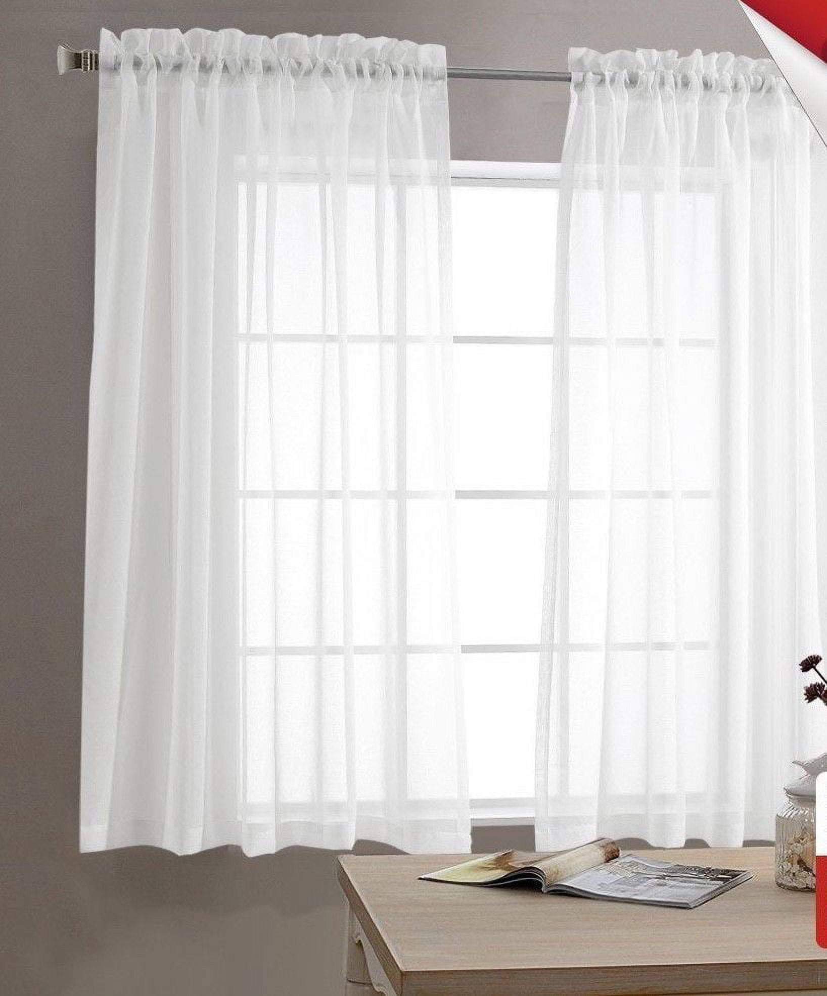 Best Linen White Sheer Voile Curtain Panel, 63” for Home Decor ...