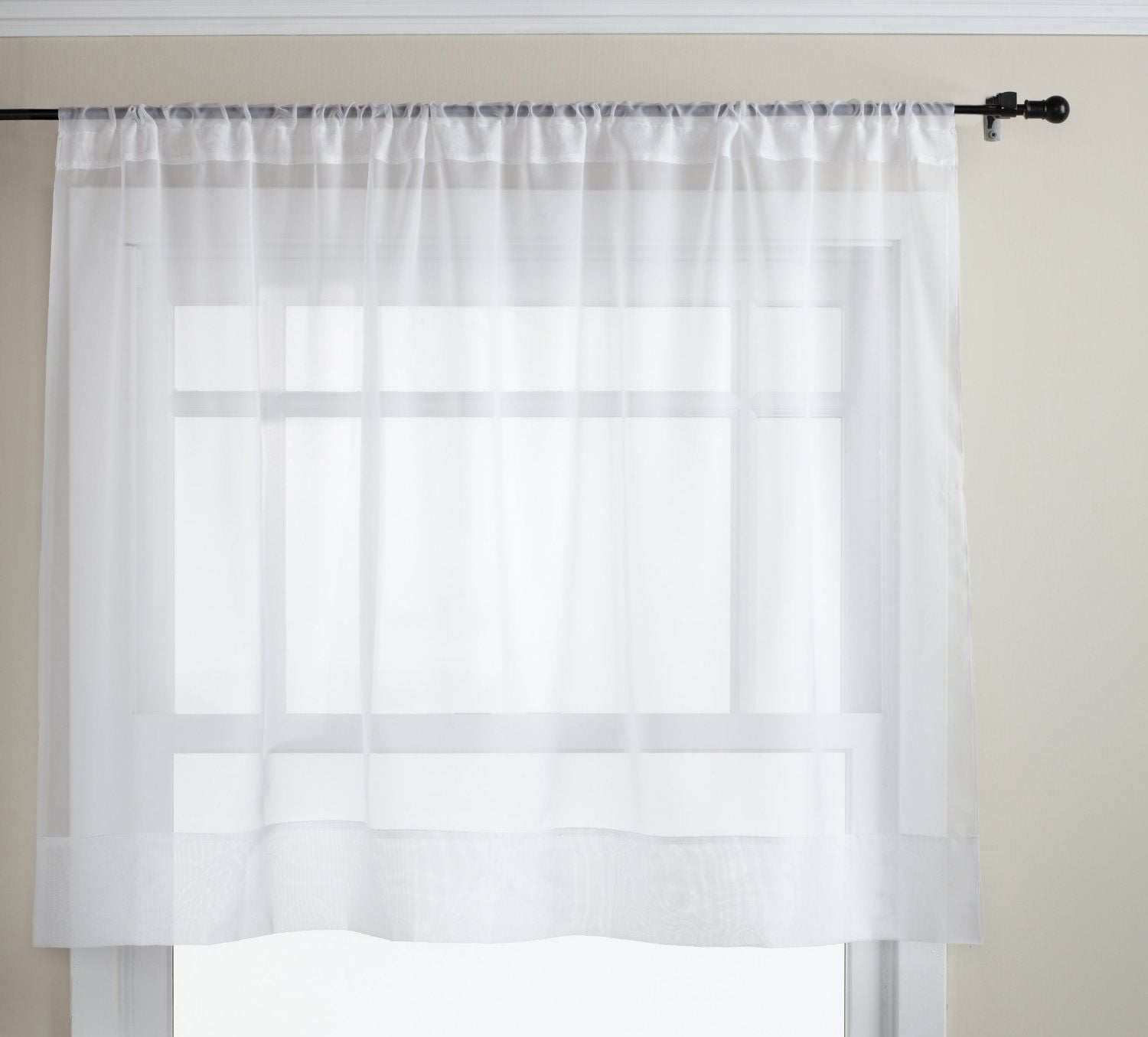 "Solid Pure White Sheer Voile Window Curtain, 36"" Length, Overstock ...