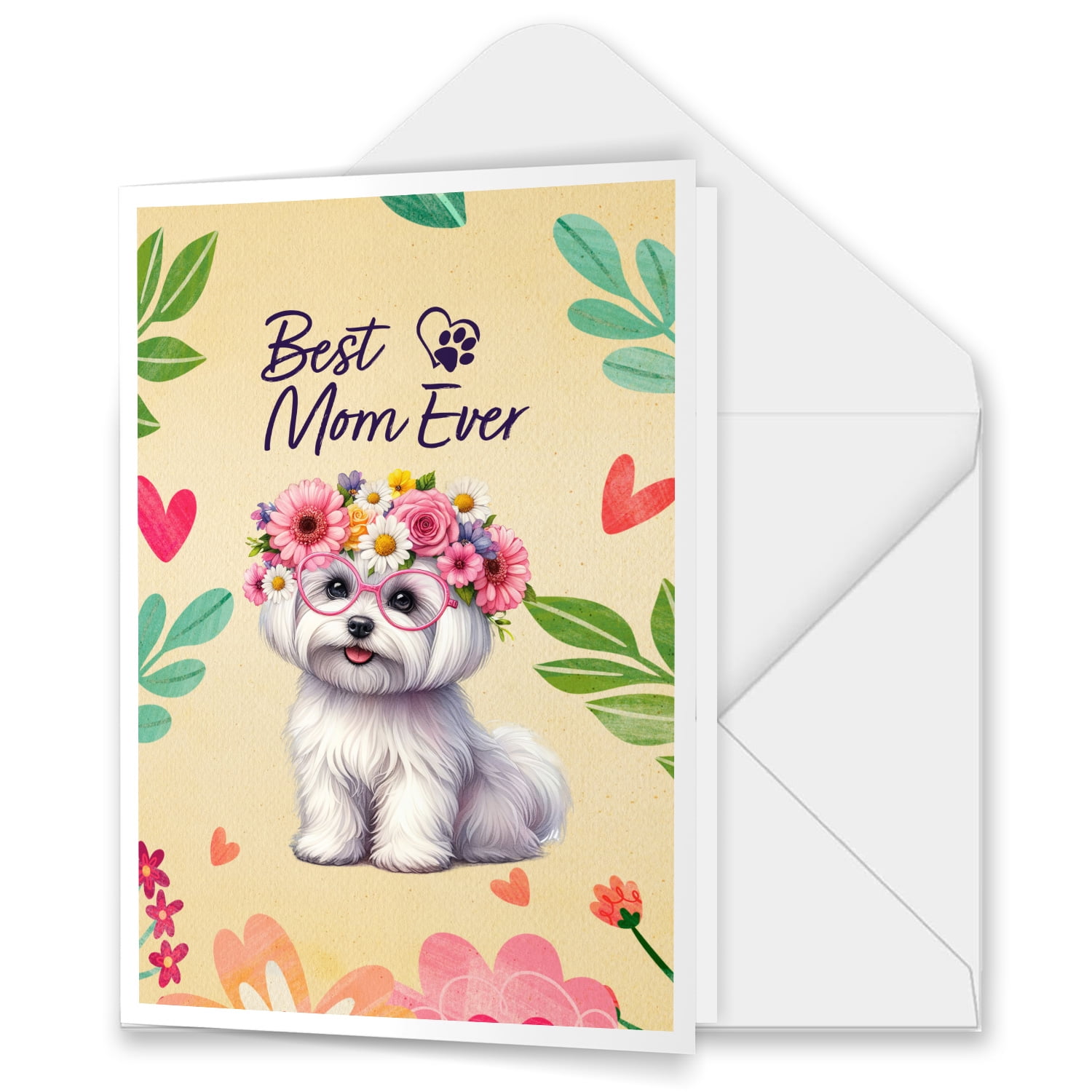 Best Maltese Mom Ever Happy Mother's Day 5x7in Folded Greeting Card ...