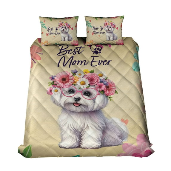 Best Maltese Mom Ever Happy Mother's Day Quilt Bedding Set Maltese Dog ...
