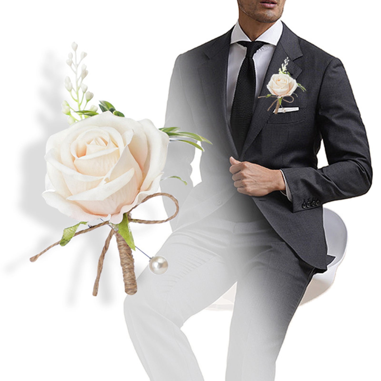 Best Man Brooch Pastoral Style Natural Romantic Realistic Rose ...