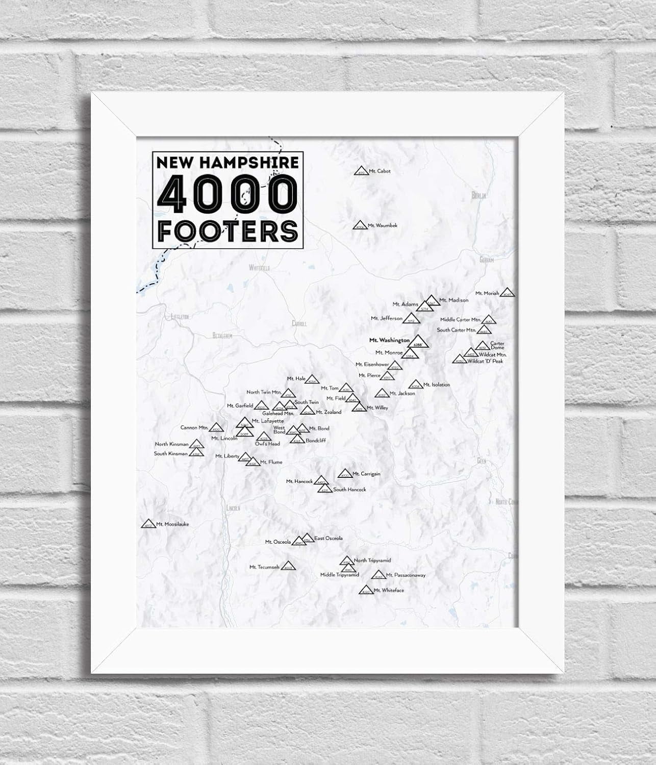 Best Maps Ever New Hampshire 4000 Footers 11x14 Print (Gray | White ...