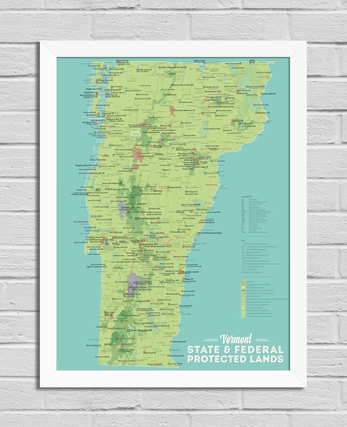 Best Maps Ever Vermont State Parks & Federal Lands 18x24 Poster (Green ...