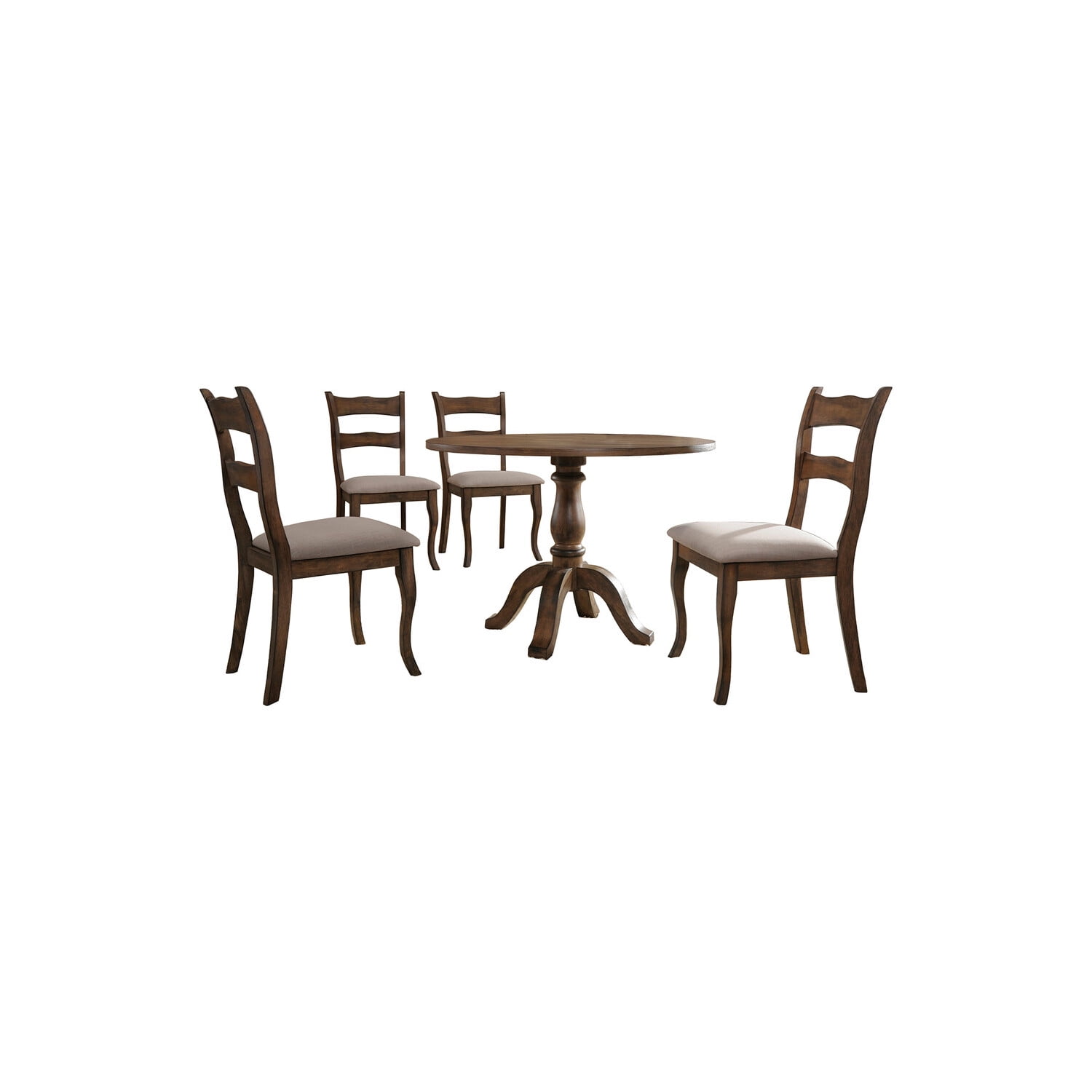 Best Master Alice 5-Piece Solid Wood Round Dining Room Table & Kitchen ...