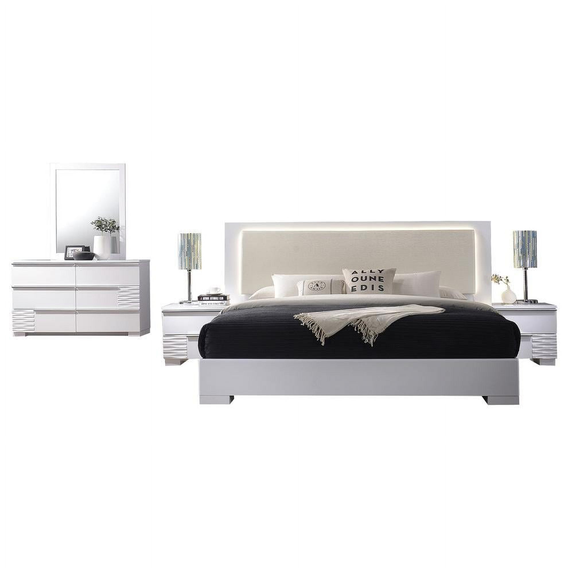 Best Master Athens 5-Piece Eastern King Platform Bedroom Set in White ...
