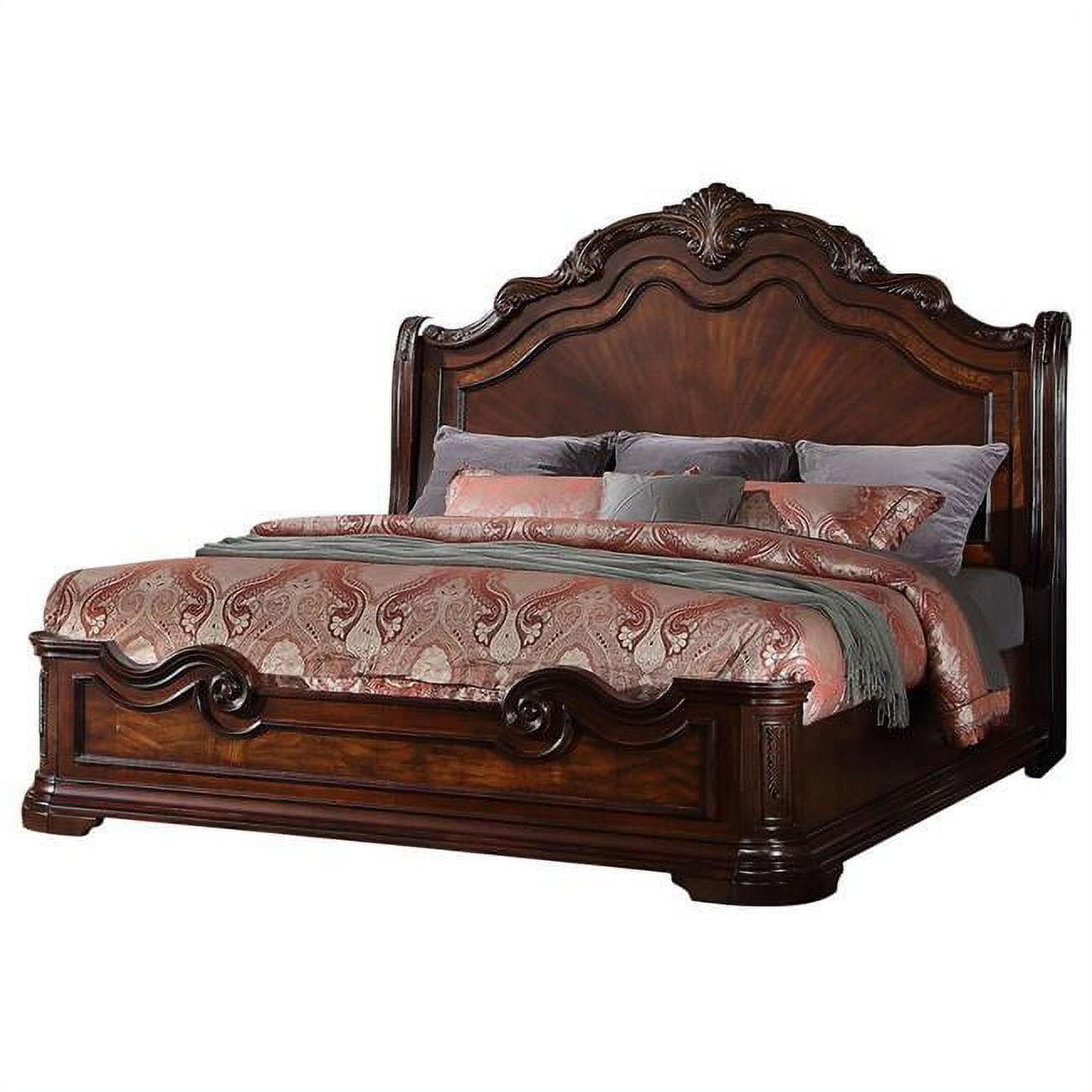 Best Master Barney's Traditional Wood Eastern King Bed in Walnut ...