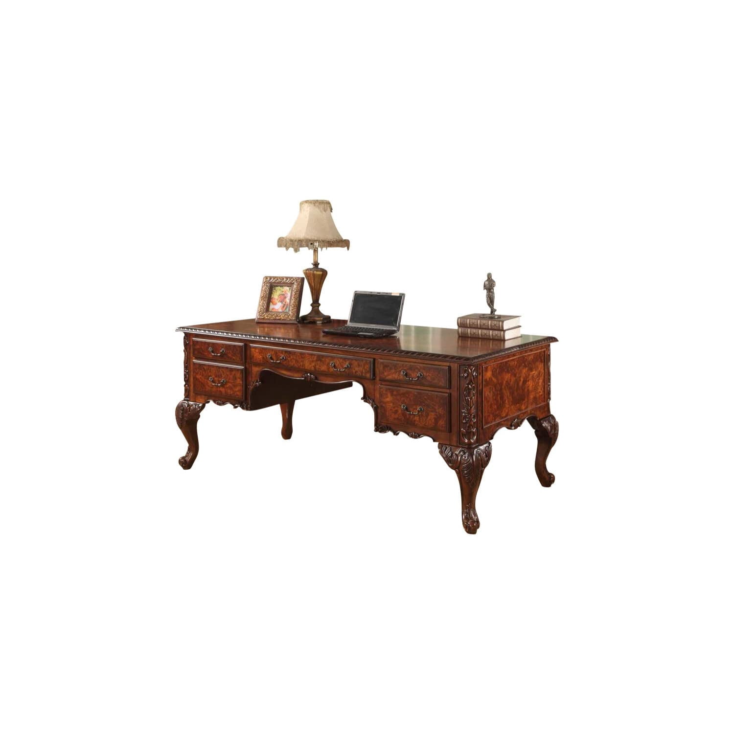 "Best Master Executive Solid Wood Computer Desk 72"", Hand Carved ...