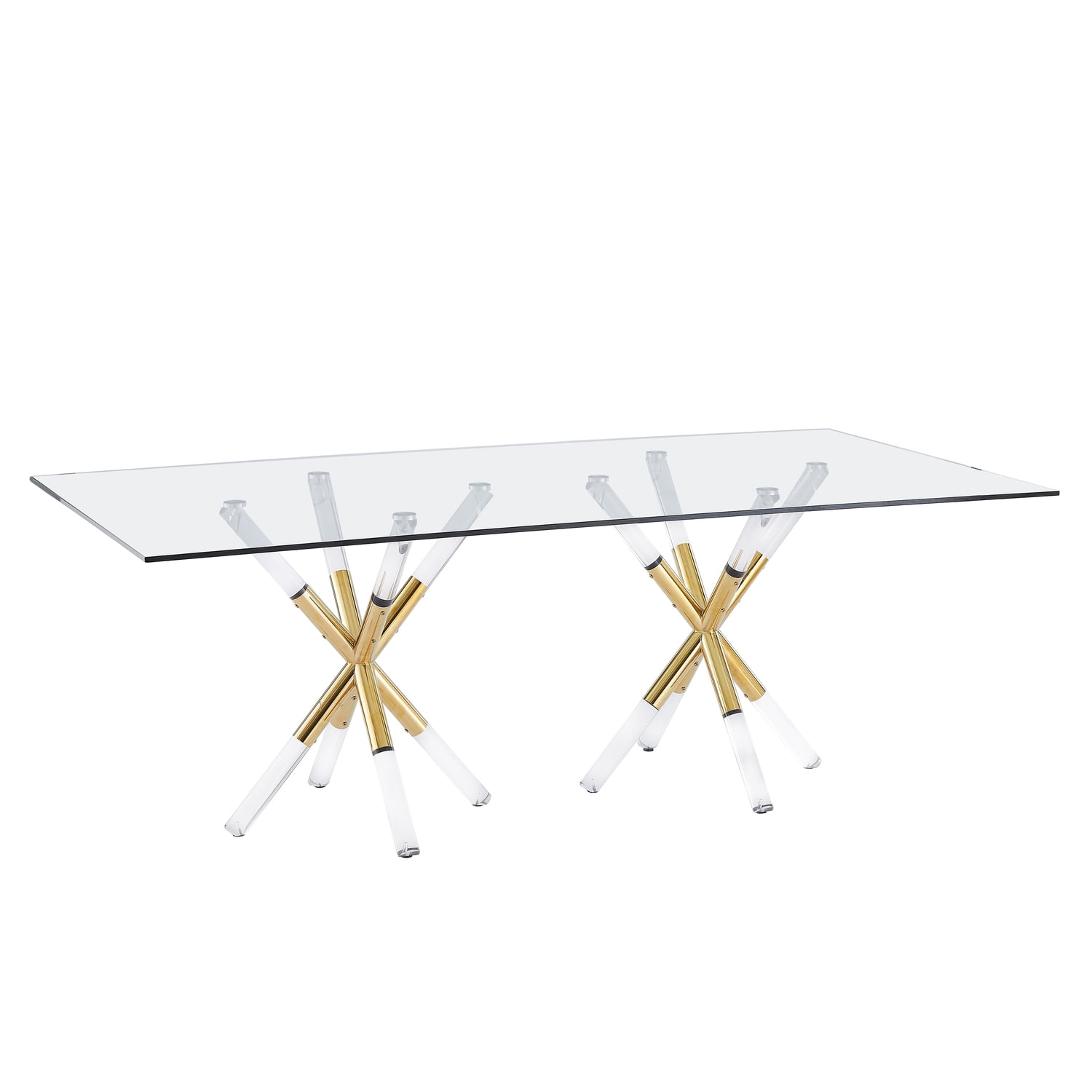Best Master Dalton Rectangular Glass Gold Dining Table - Walmart.com