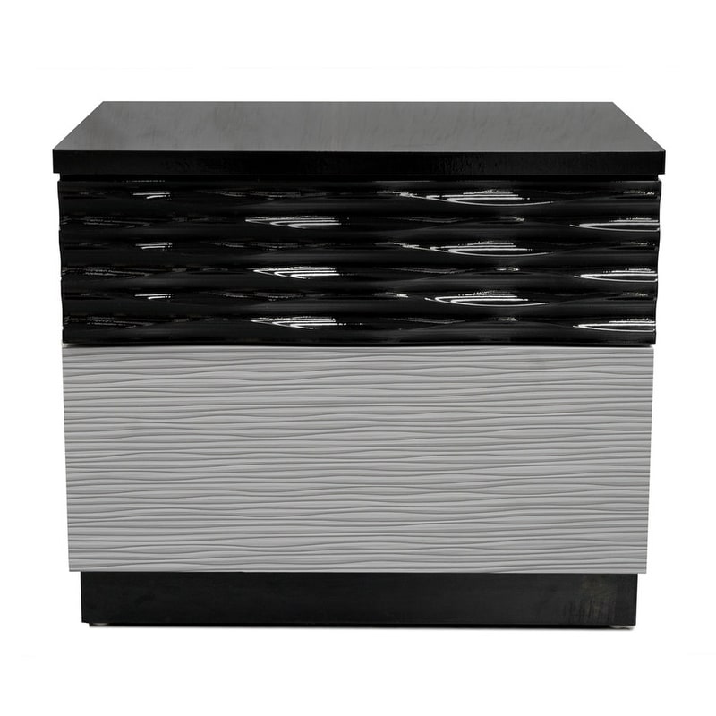 Best Master Furniture 2 Drawer Black/Zebra Grey Nightstand - Walmart.com