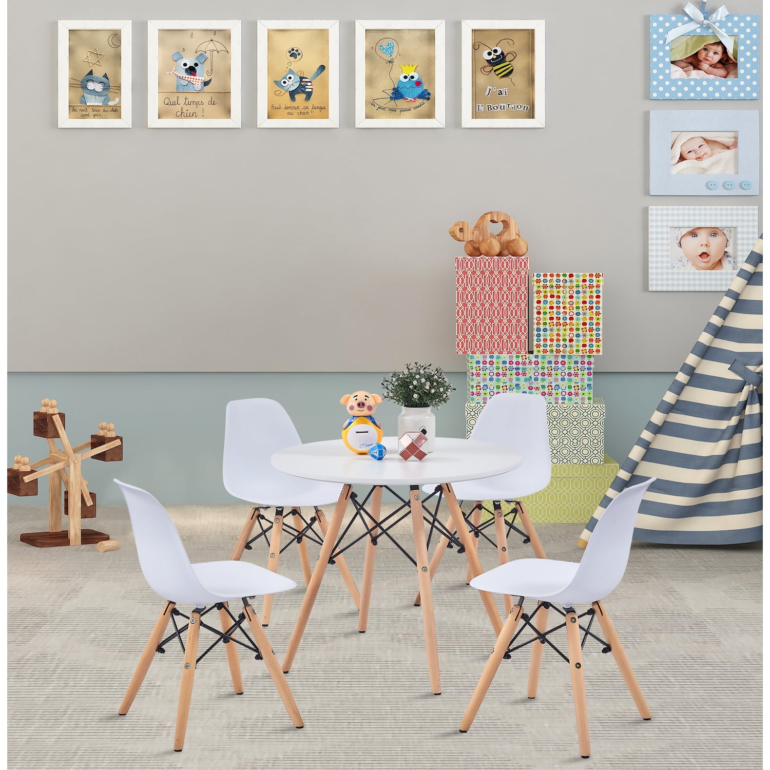 Best Master Furniture 5-Piece Childrens Dining Set White - Walmart.com