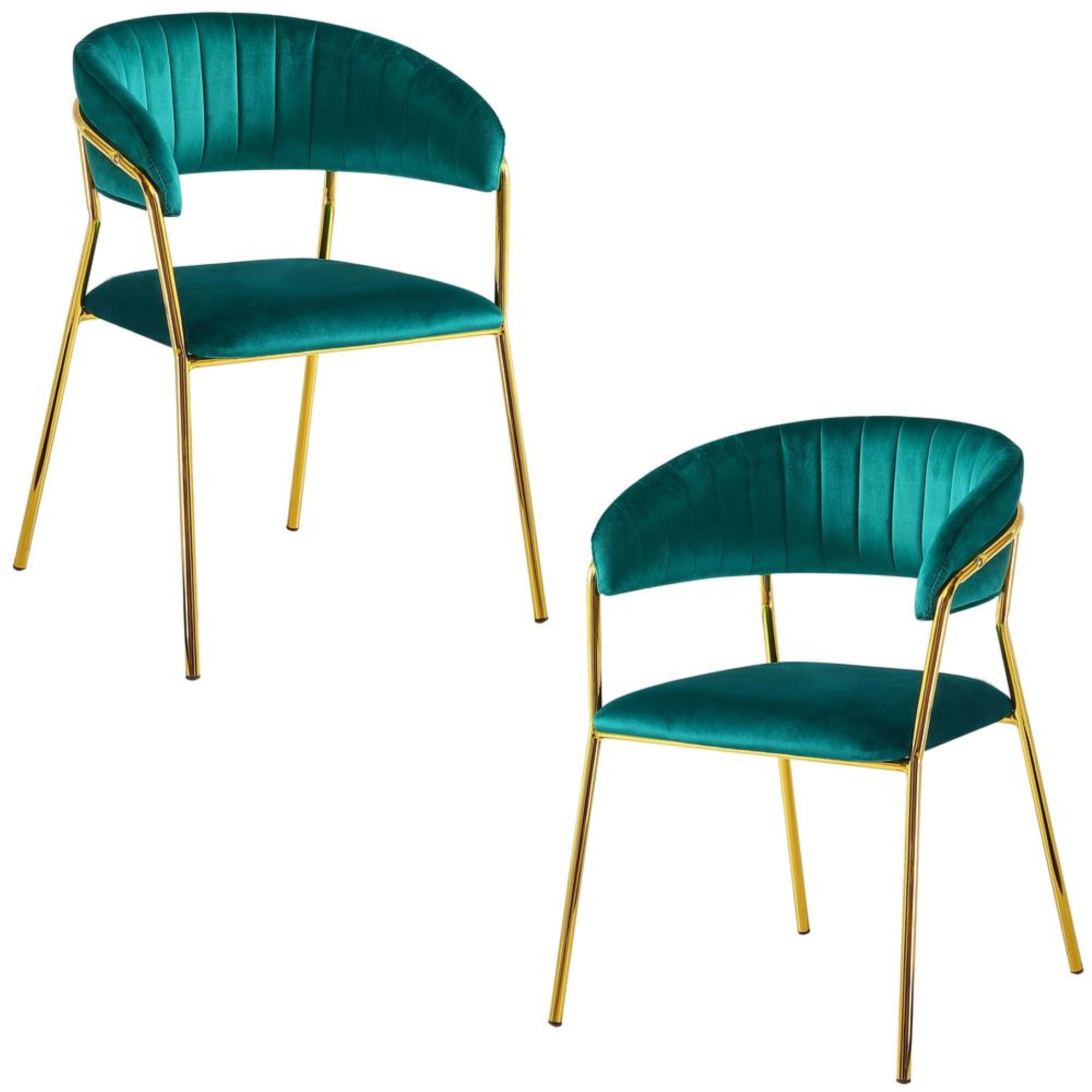 Best Master Furniture Bellai 18" Velour Fabric Dining Chair in Green ...