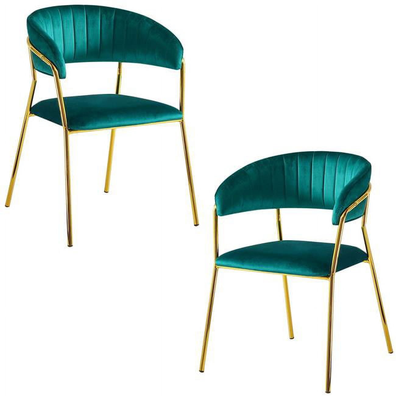 Bellai Gold Plated w/ Green Velour Fabric Chairs, Set of 2 - Walmart.com