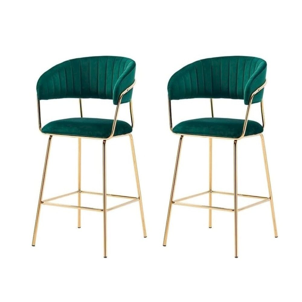 Best Master Furniture Bellai 24" Velvet Counter Stool in Green/Gold ...