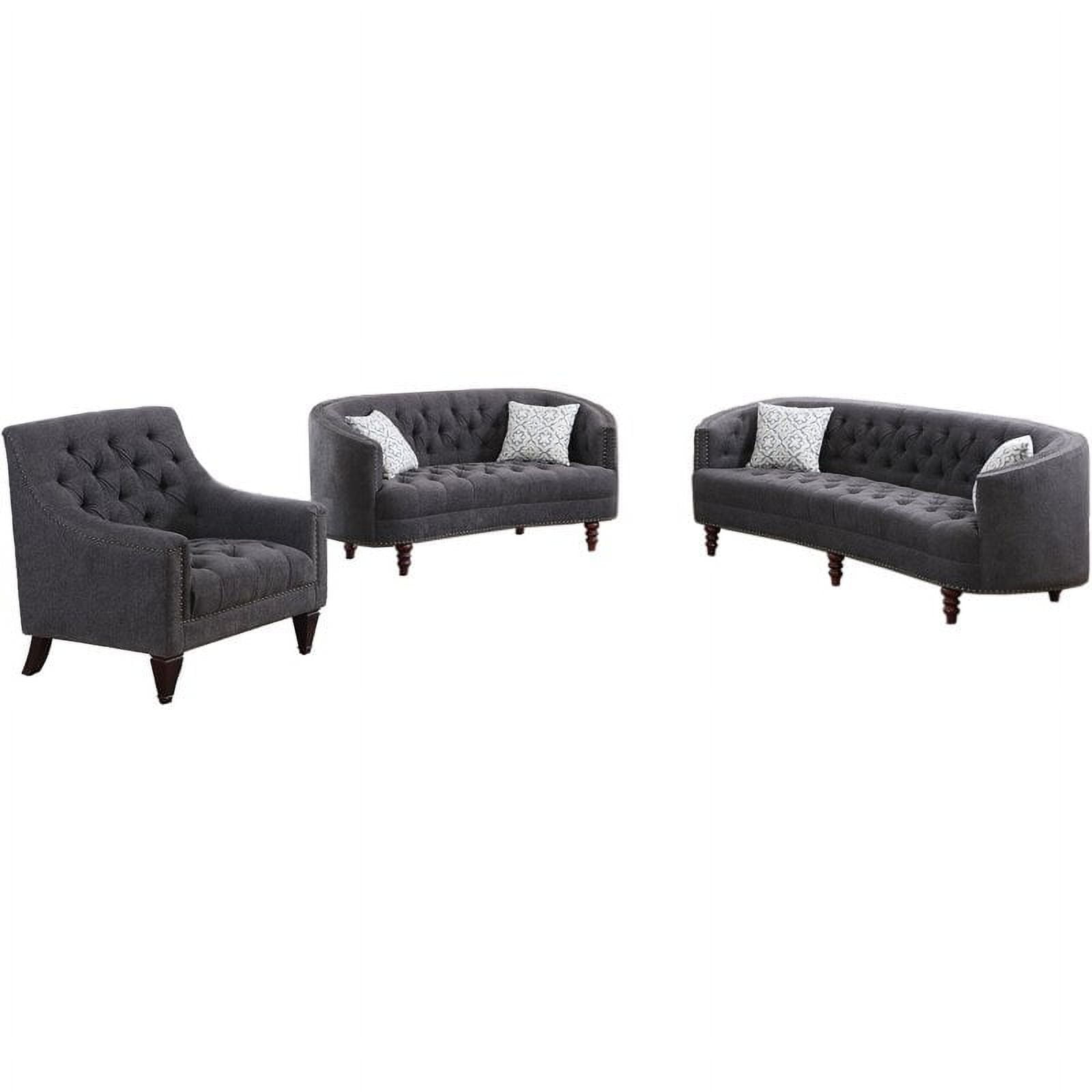Carson Grey Linen w/ Nailheads 3 Piece Sofa Set - Walmart.com