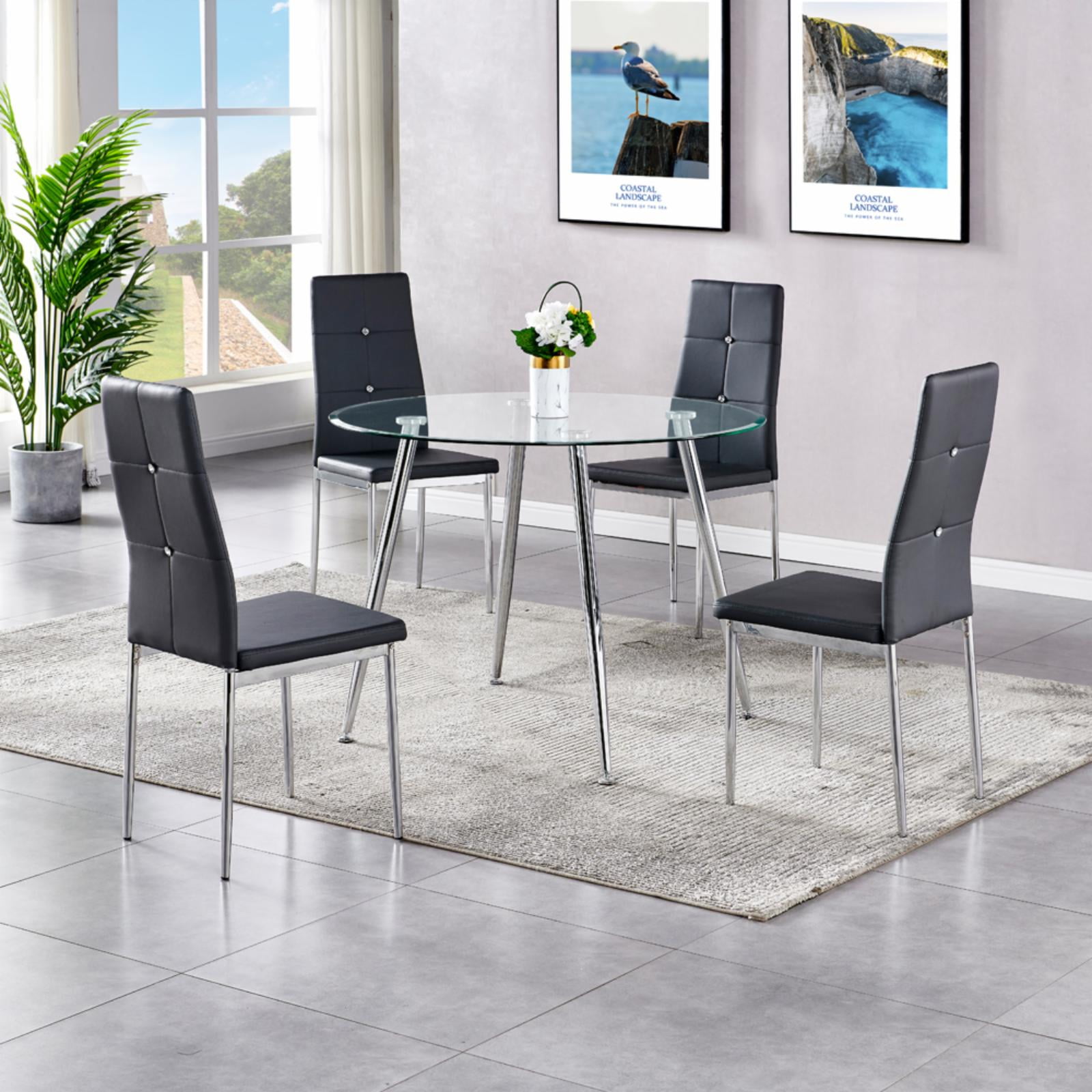 Best Master Furniture Chapman 5 Piece Modern Dinette Set - Black ...