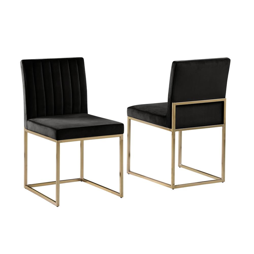 Best Master Furniture Emilio Gold Velvet Dining Chairs (Set of 2) Black ...