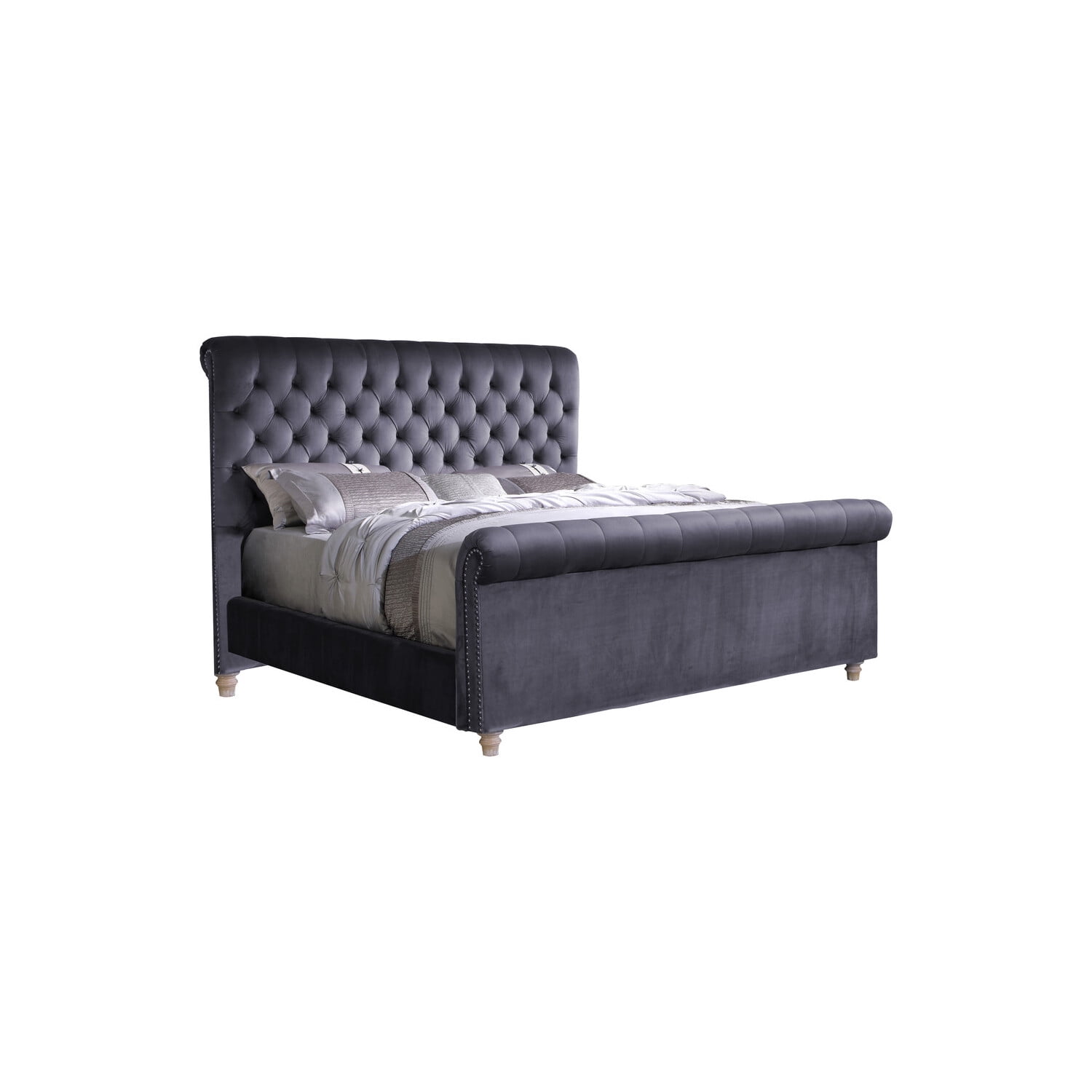 Best Master Furniture Jean-Carrie Upholstered Sleigh Bed, Eastern King ...