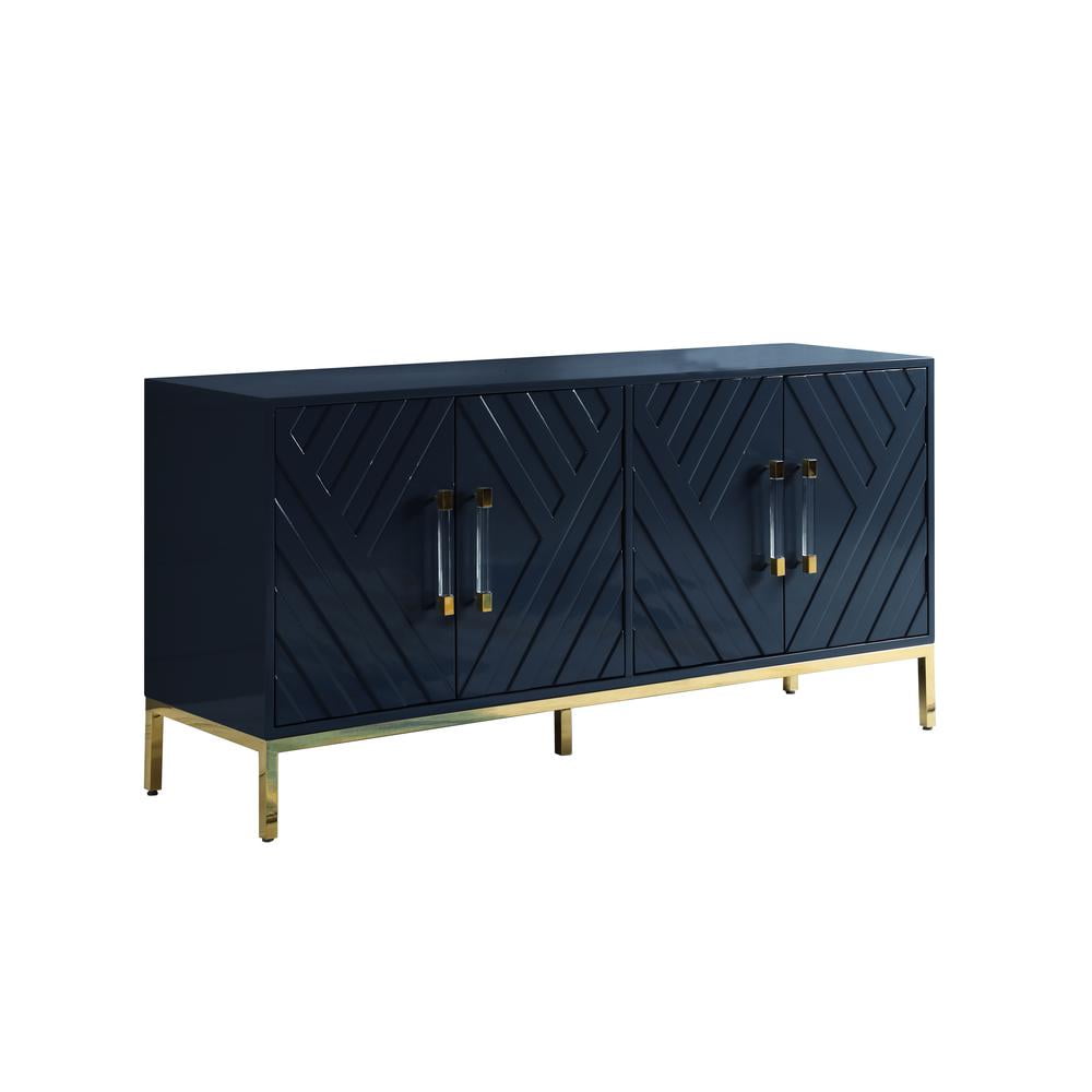 Best Master Furniture Junior 64" Transitional Wood Sideboard in Navy ...