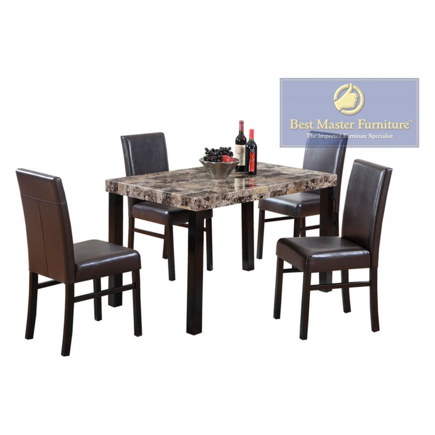 Best Master Furniture Melissa 5-Piece Marble Dining Set - Walmart.com