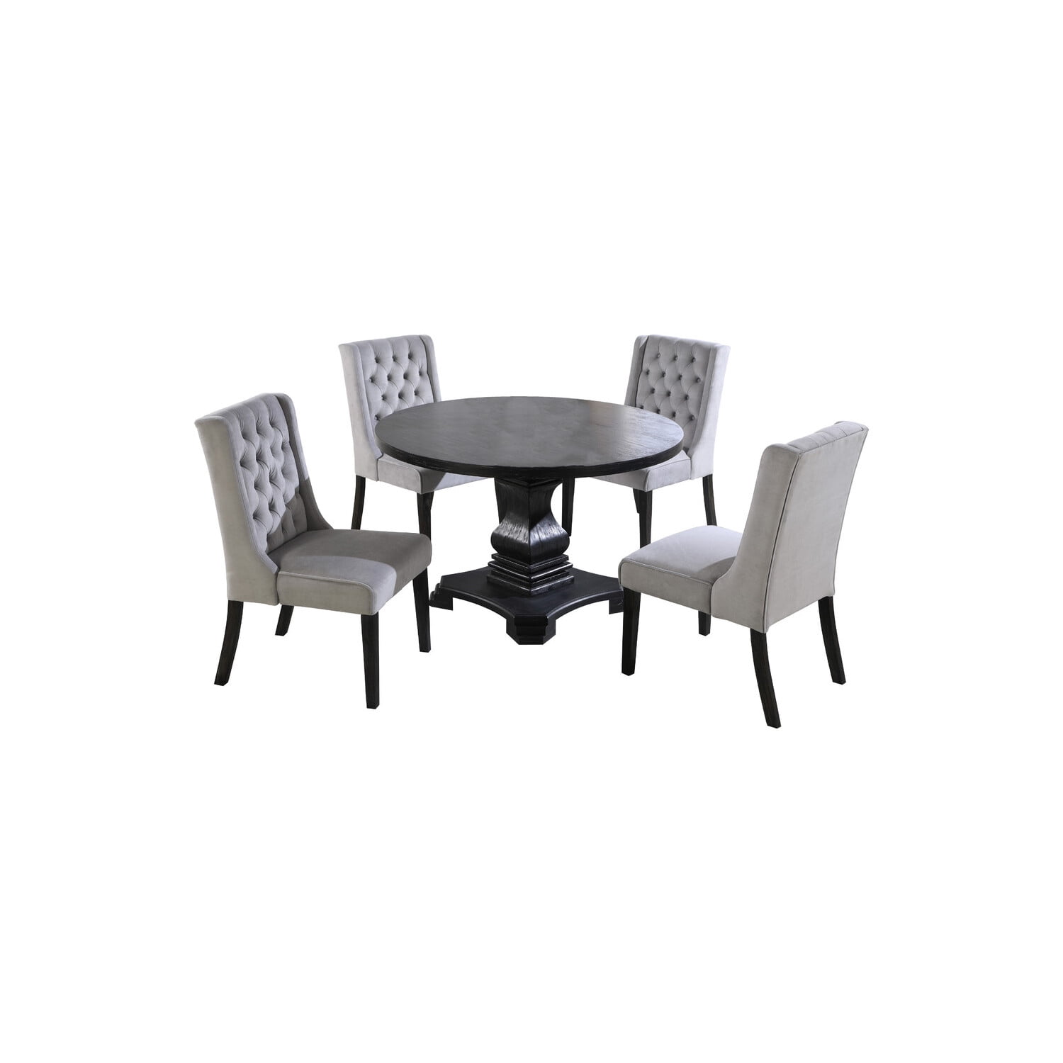 Best Master Newport 5-Piece Fabric Upholstered Round Dinette Set in ...