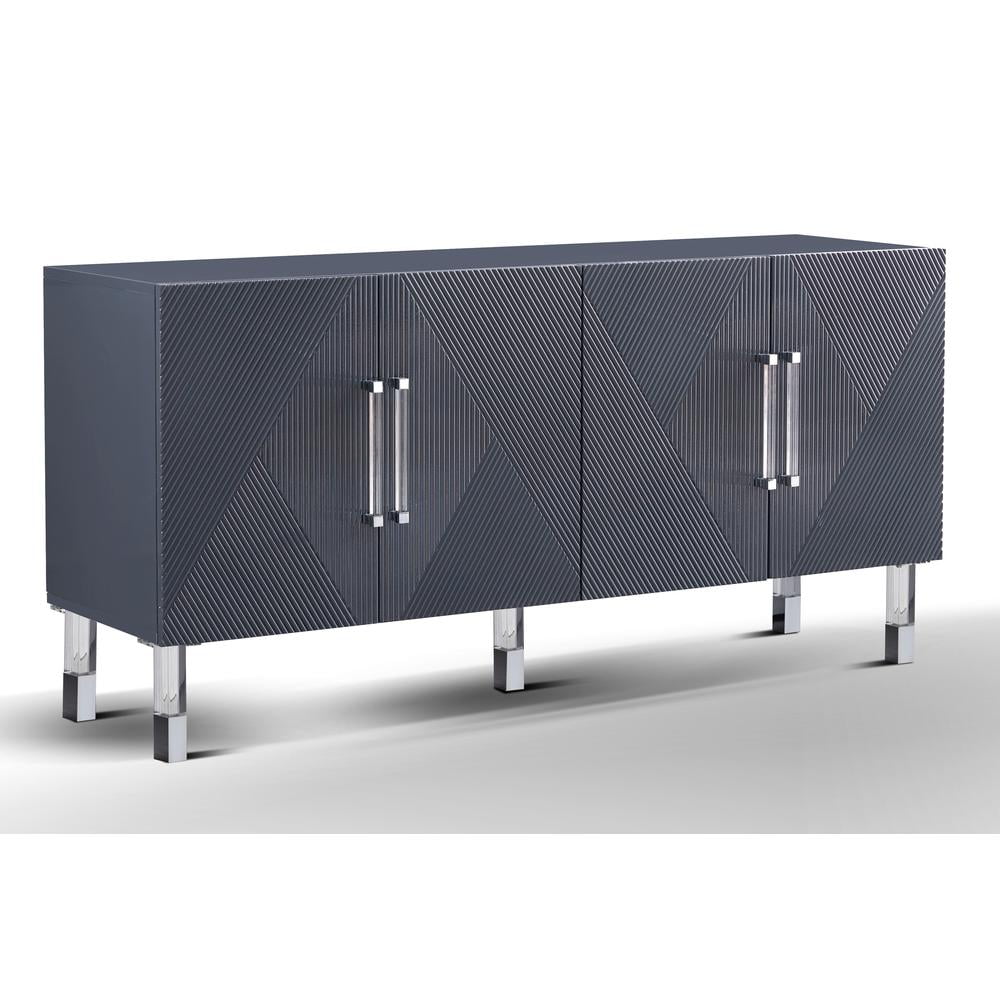 Best Master Furniture Quentin Gray Cabinet with Silver Acrylic Accents ...
