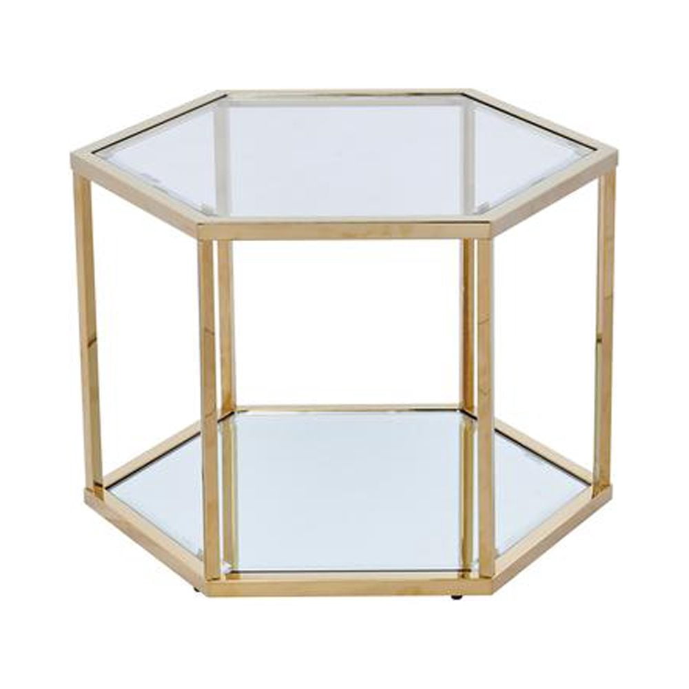 Best Master Furniture Radha 24" Hexagonal Modern Glass Coffee Table in ...