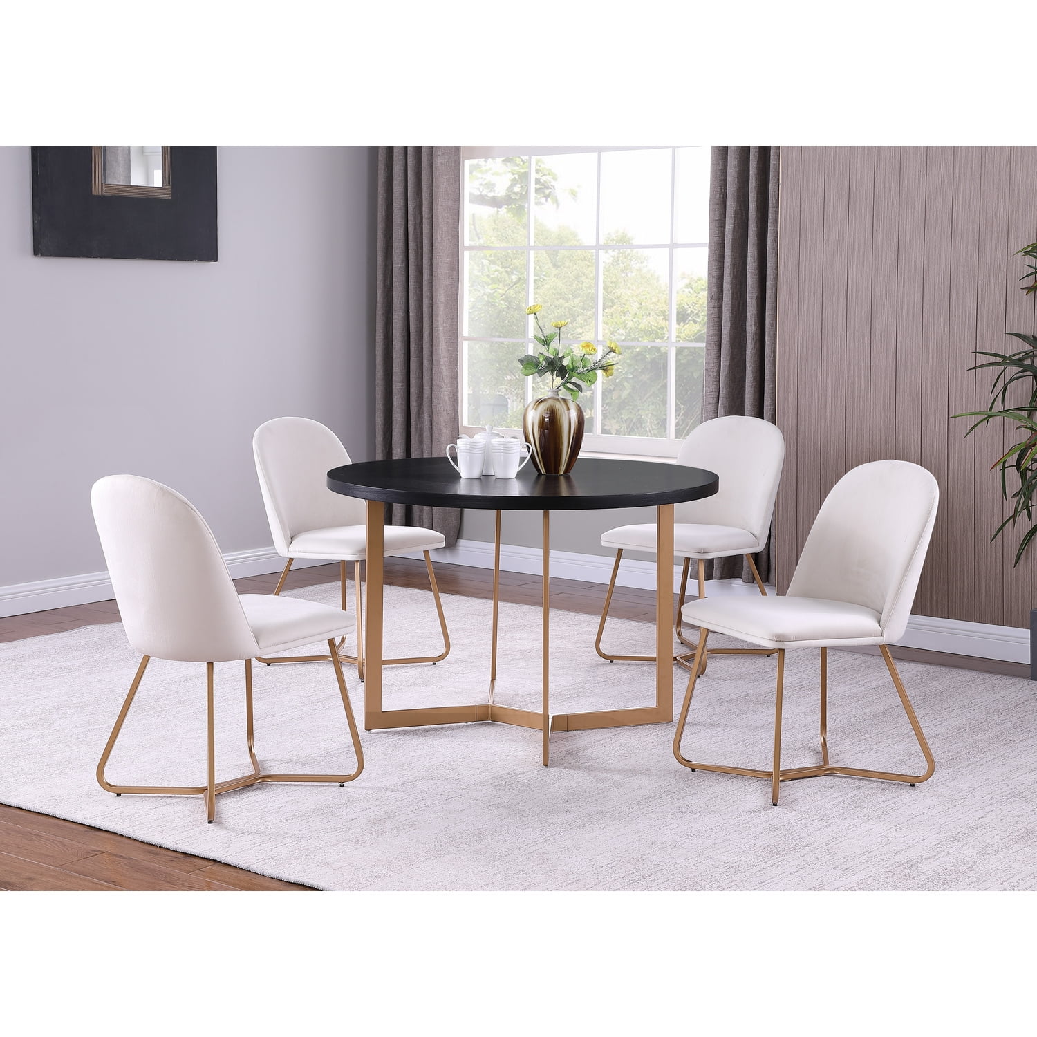 Sunland 5-piece Round Dinette Set in Beige Velvet - Walmart.com