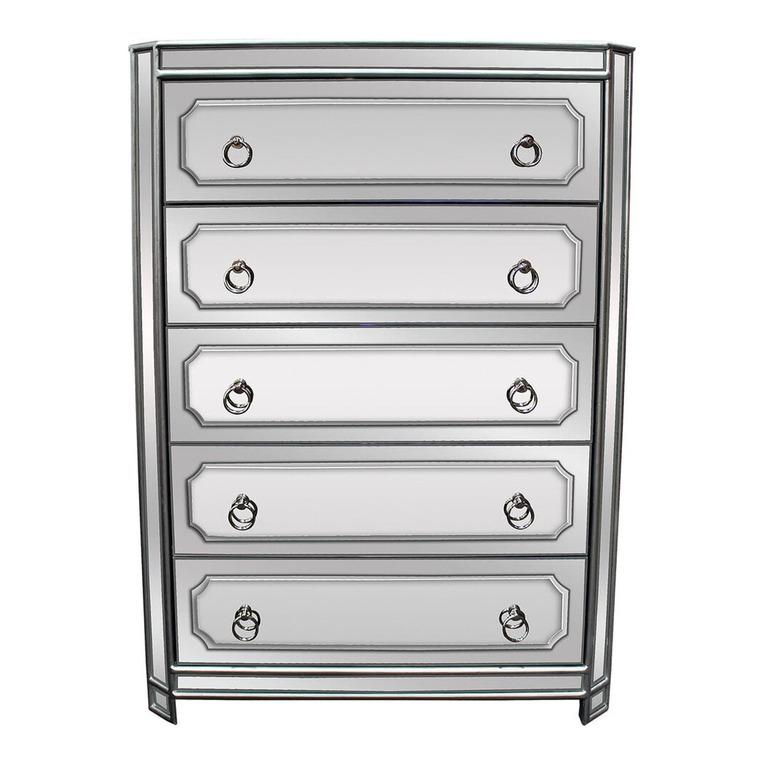 Best Master Furniture Glam Bedroom Tall 5-Drawer Dresser, Mya Silver ...