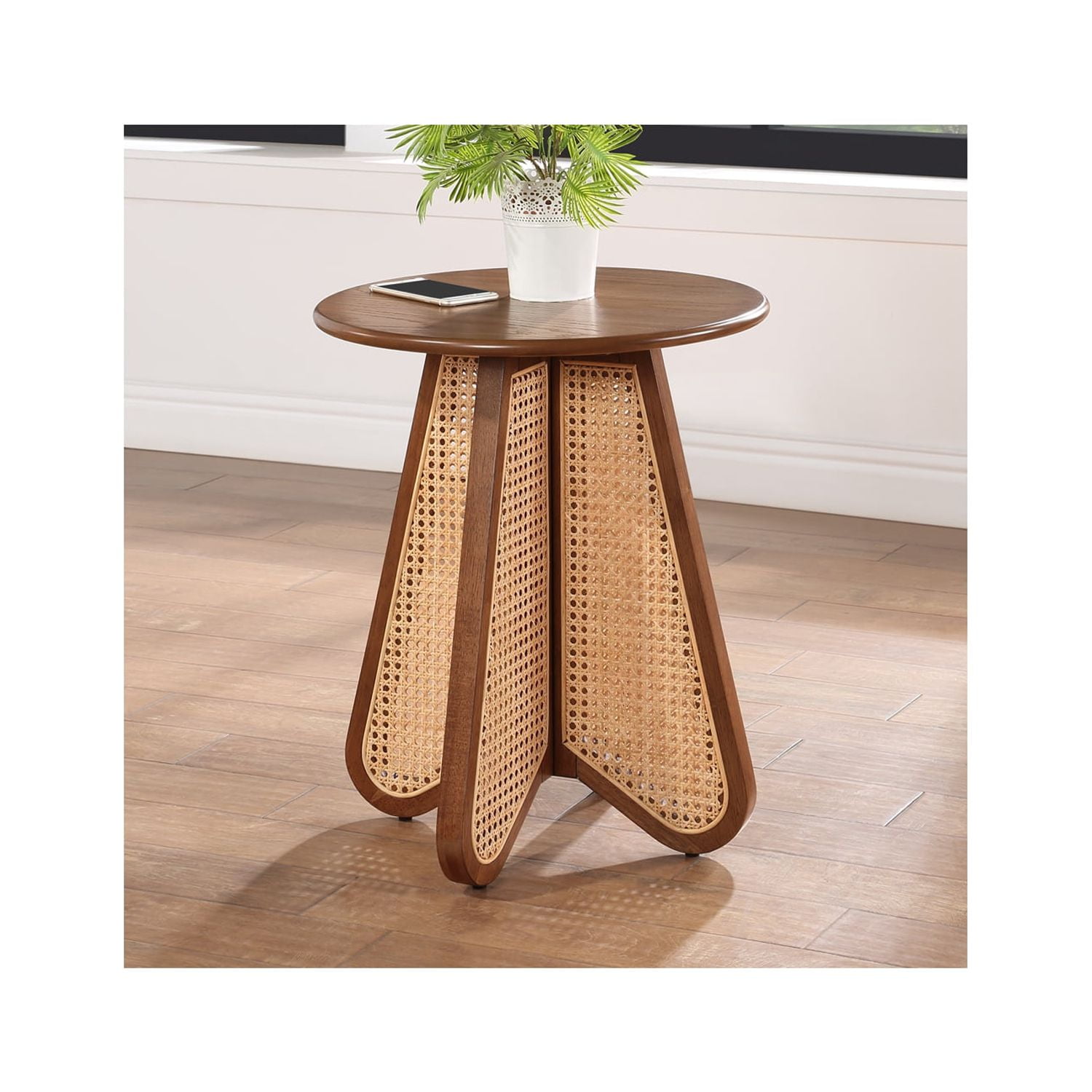 Best Master Furniture Taiwo Walnut Rattan End Table - Walmart.com