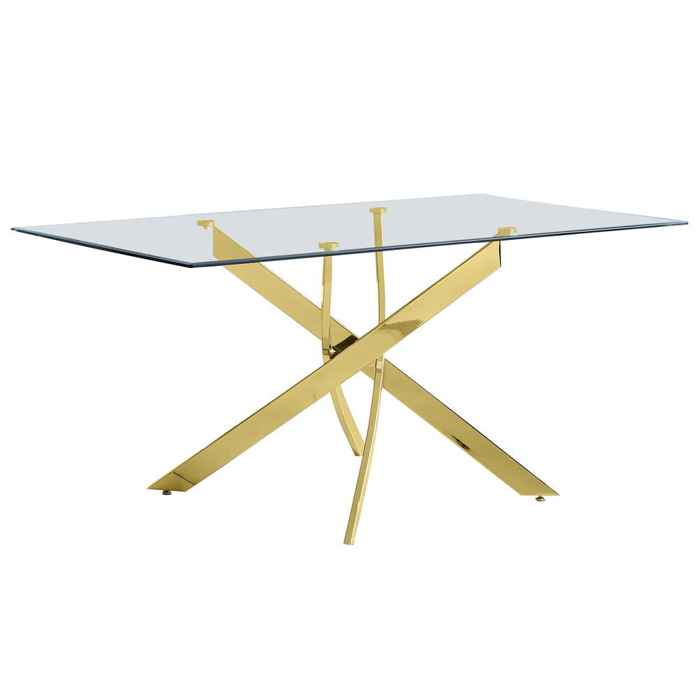 Best Master Furniture Trinity 63"W Gold Modern Rectangle Glass Kitchen ...