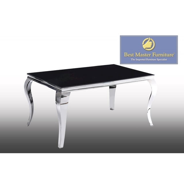 Best Master Furniture Tristan 60" Modern Glass Dining Table in Silver ...