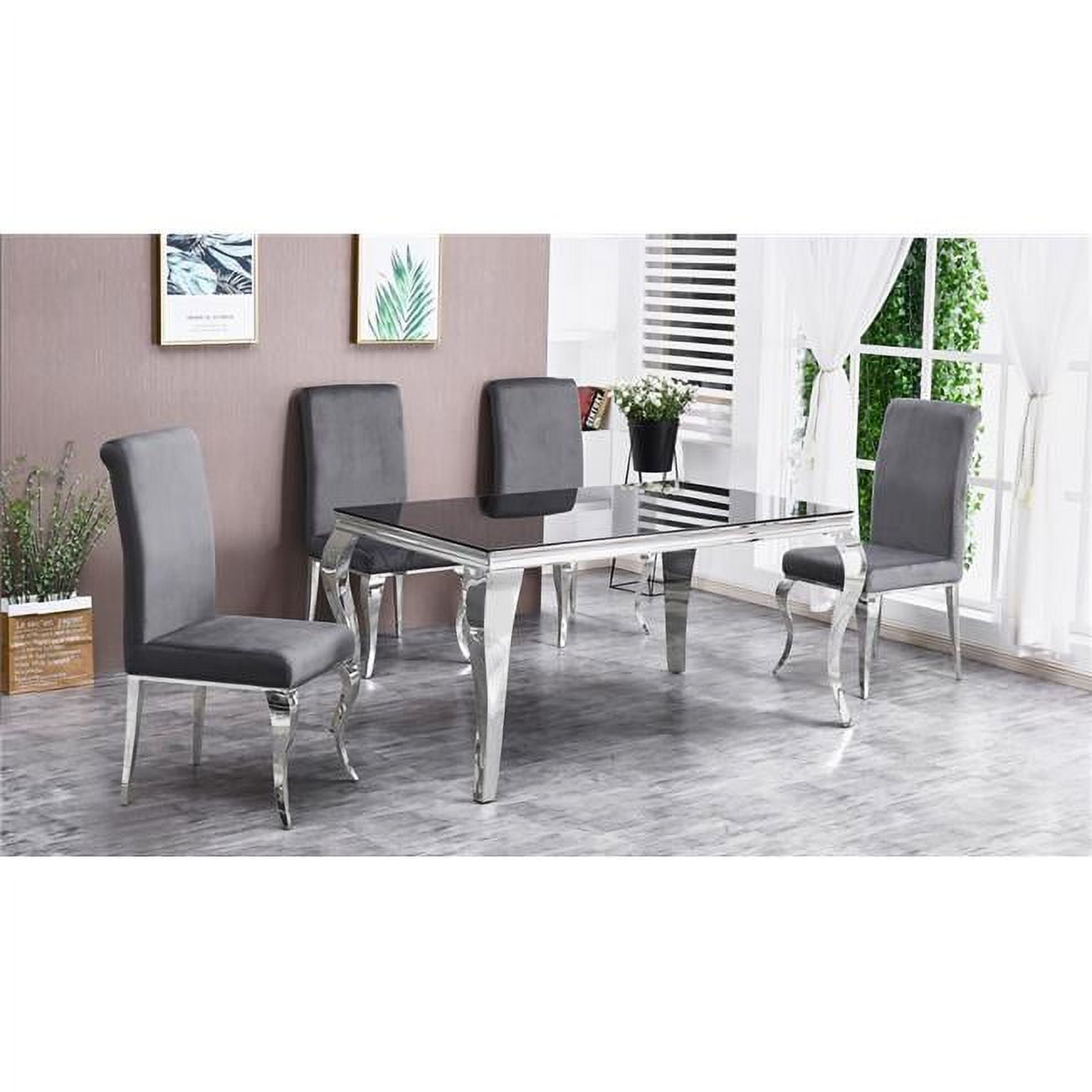 Best Master Furniture Tristian 5 Piece Stainless Steel Dining Set in ...