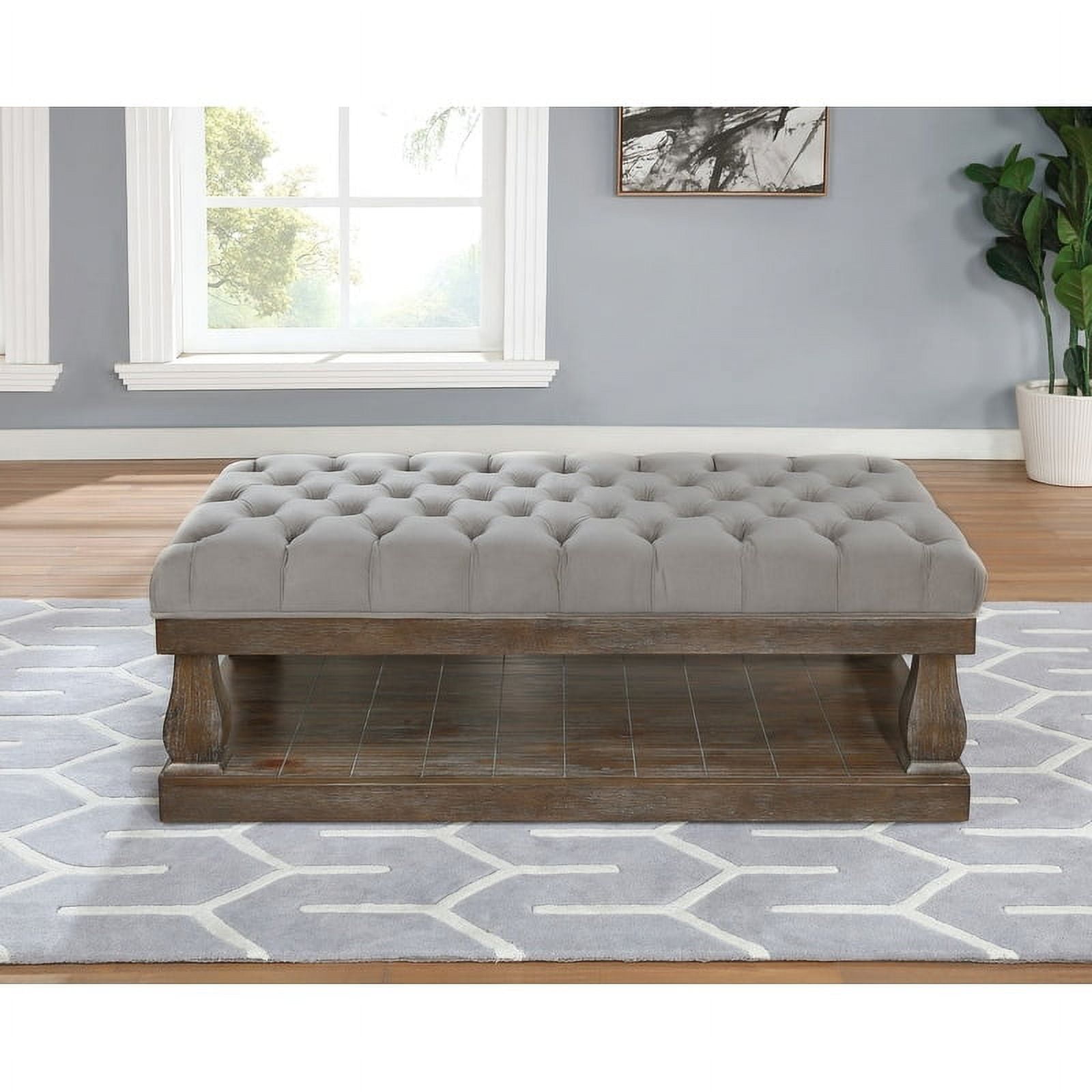 Best Master Furniture Upholstered Rectangular Tufted Ottoman Grey ...