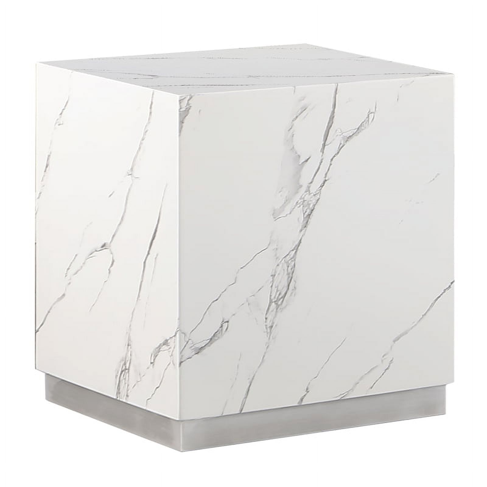 Best Master Furniture Zhuri Square Faux Marble End Table in White ...