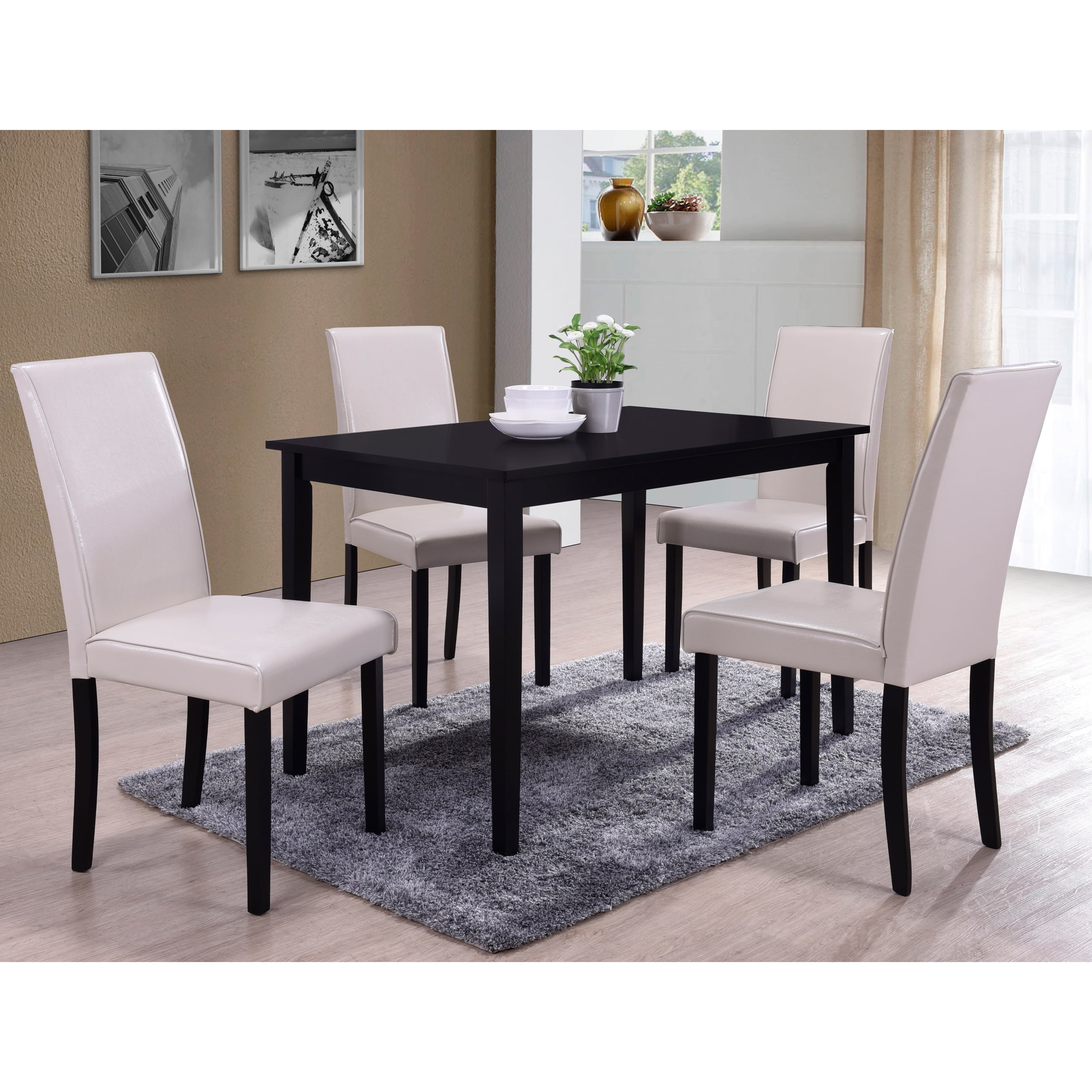 Best Master Furniture's Melisa Dining Set with Cream Color Chairs ...