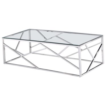 Lille Glass Top Rectangular Coffee Table Accents Chrome - Walmart.com