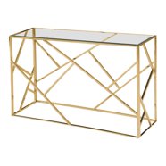 Cortesi Home Laila Console Table, Clear Glass and Gold Stainless Steel ...